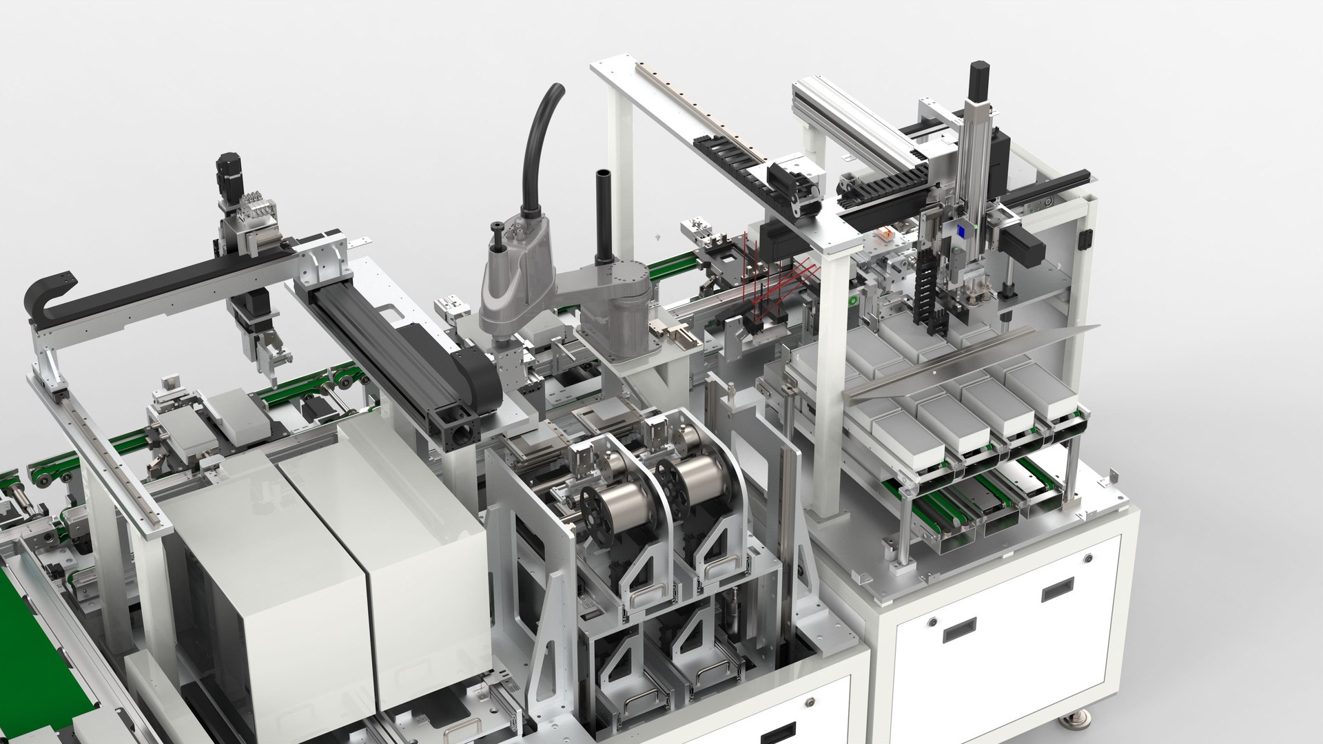 Automatic Mobile Phone Box Labeling And Assembly Earphone Machine 3D ...