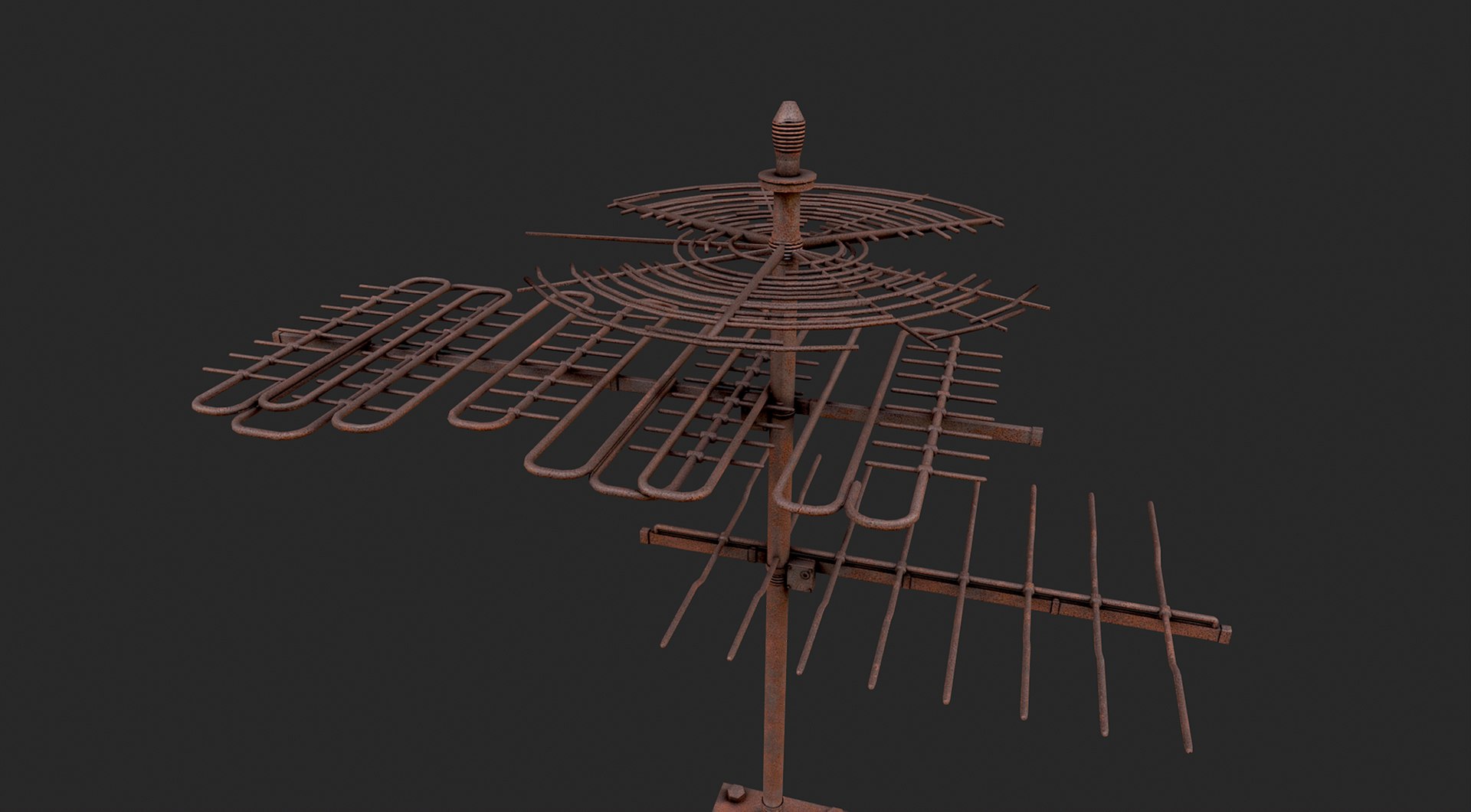 3D Model Old Rusted Tv Antenna 2 - TurboSquid 2355714