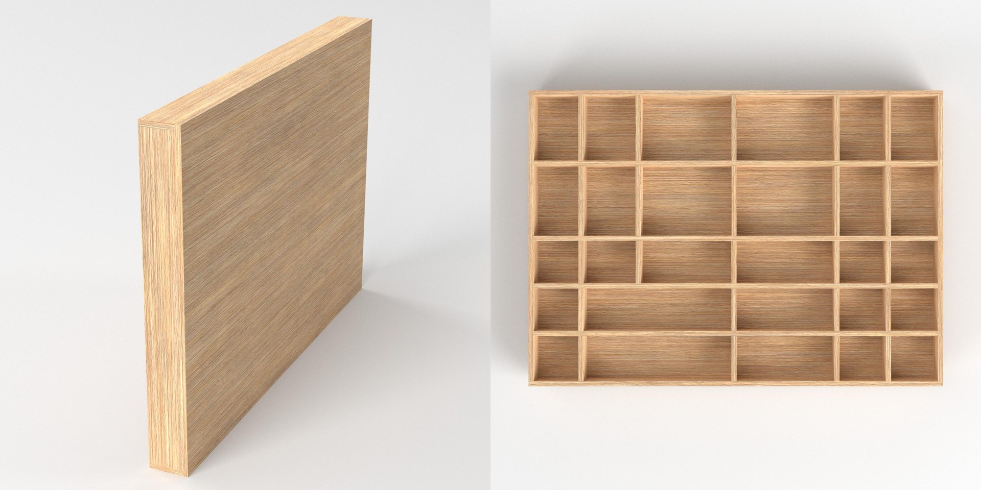 3D Model Wall Mounted Wooden Showcase 2 - TurboSquid 2228244