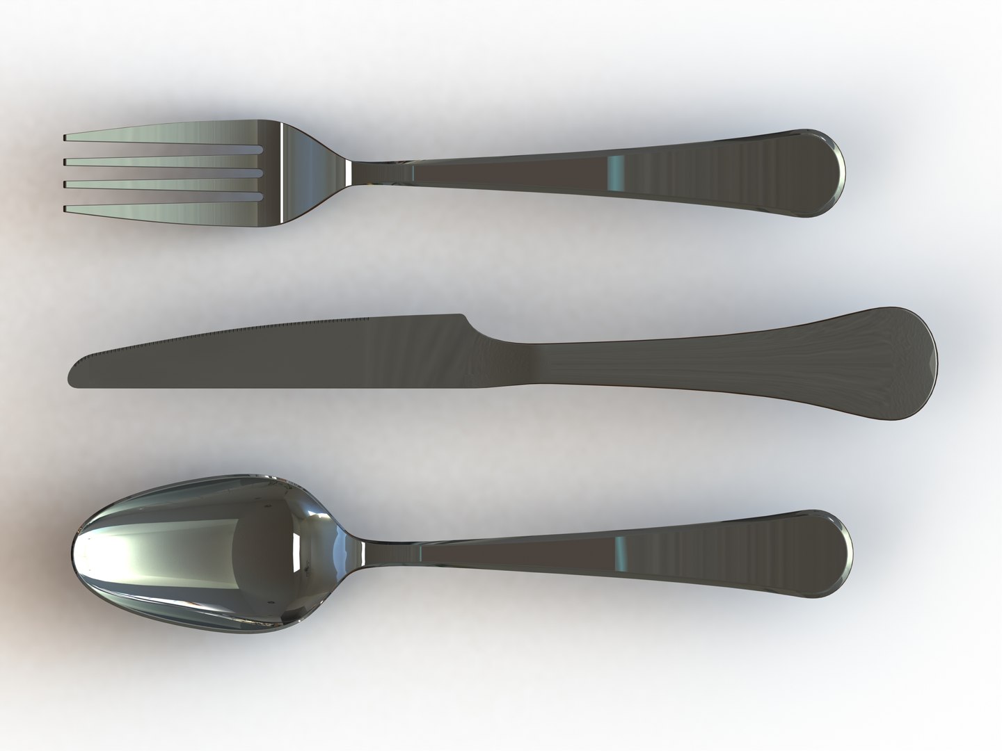 3D Stainless Steel Cutlery Set Model - TurboSquid 2160334