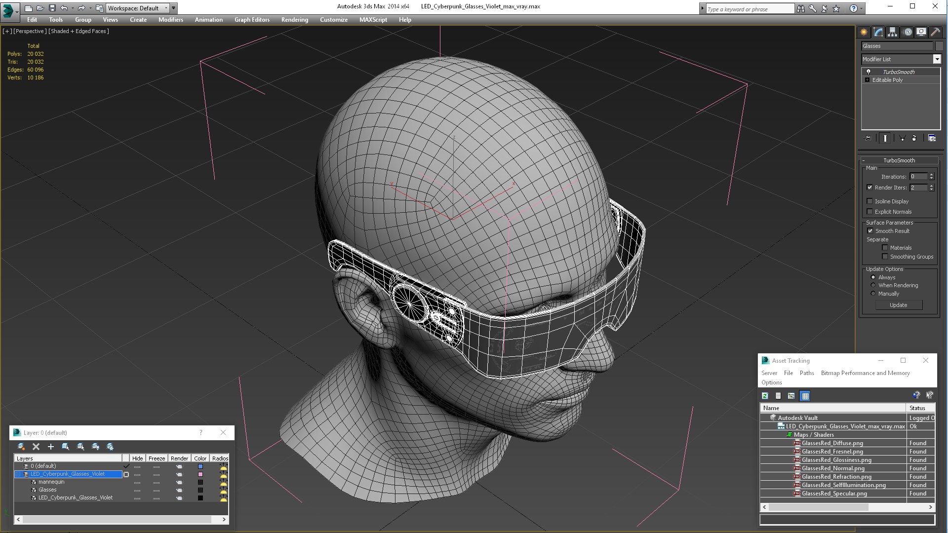 LED Cyberpunk Glasses Violet 3D Model - TurboSquid 2101976