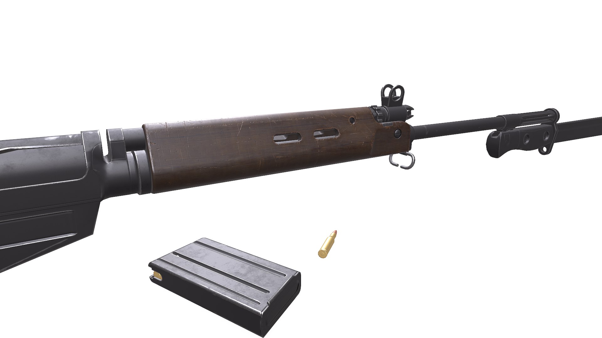 L1A1 SLR Self-Loading Rifle Low-poly PBR model - TurboSquid 2077786