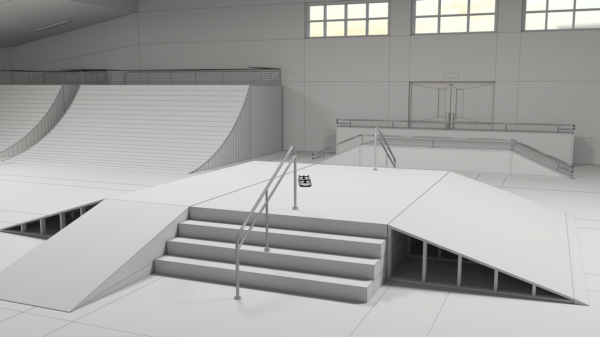 Skate Park Warehouse Interior Model - TurboSquid 2257700