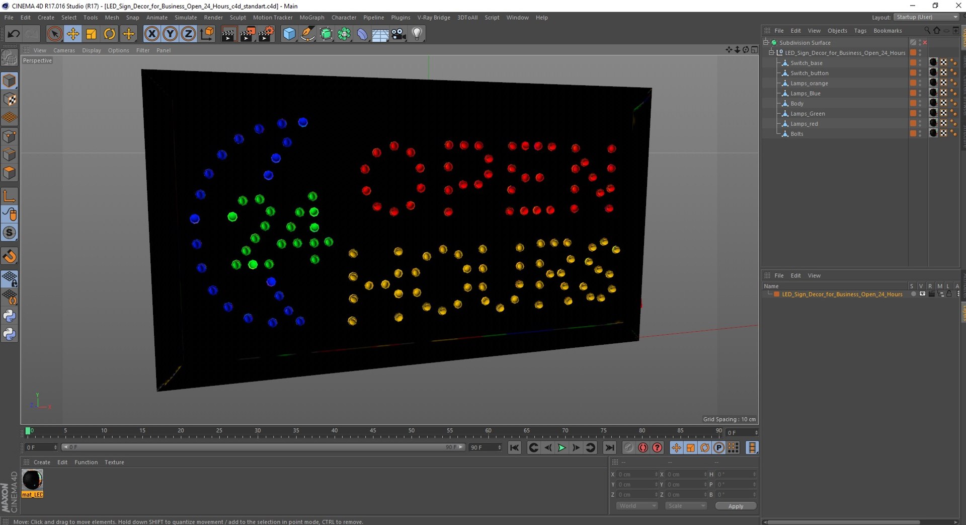 3D LED Sign Decor for Business Open 24 Hours model - TurboSquid 2105577