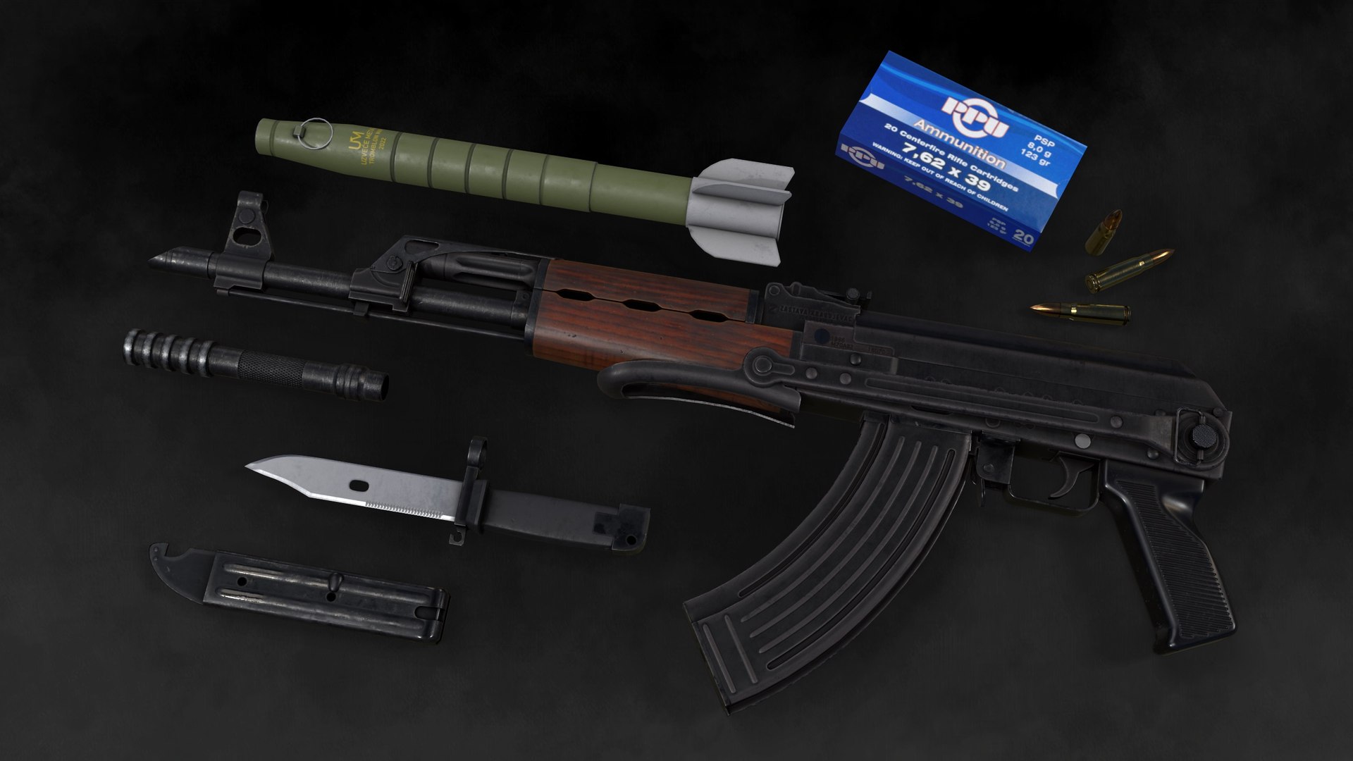 3D 1986 Zastava M70AB2 Game Ready PBR Model Model - TurboSquid 1970927