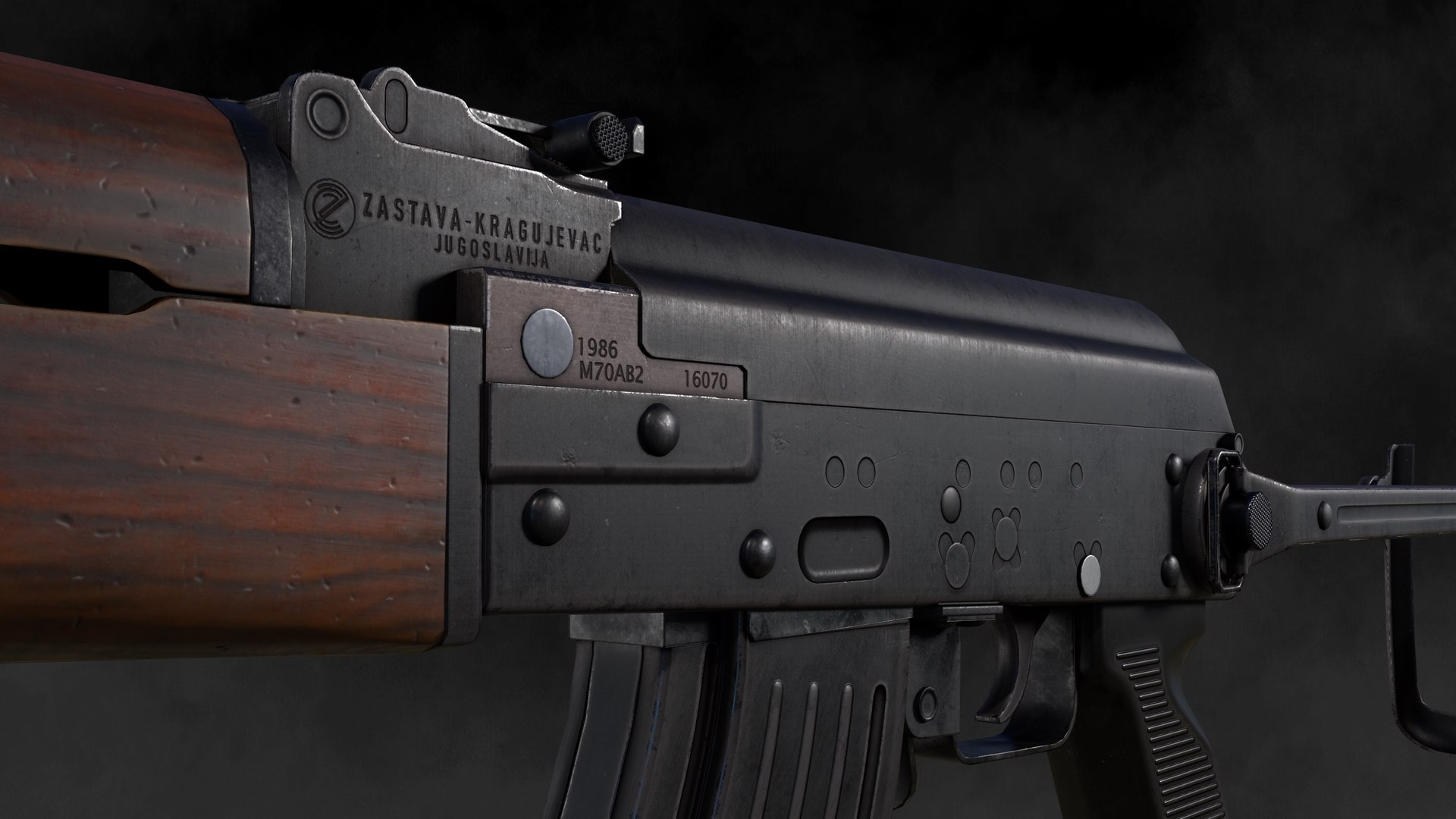 3D 1986 Zastava M70AB2 Game Ready PBR Model Model - TurboSquid 1970927