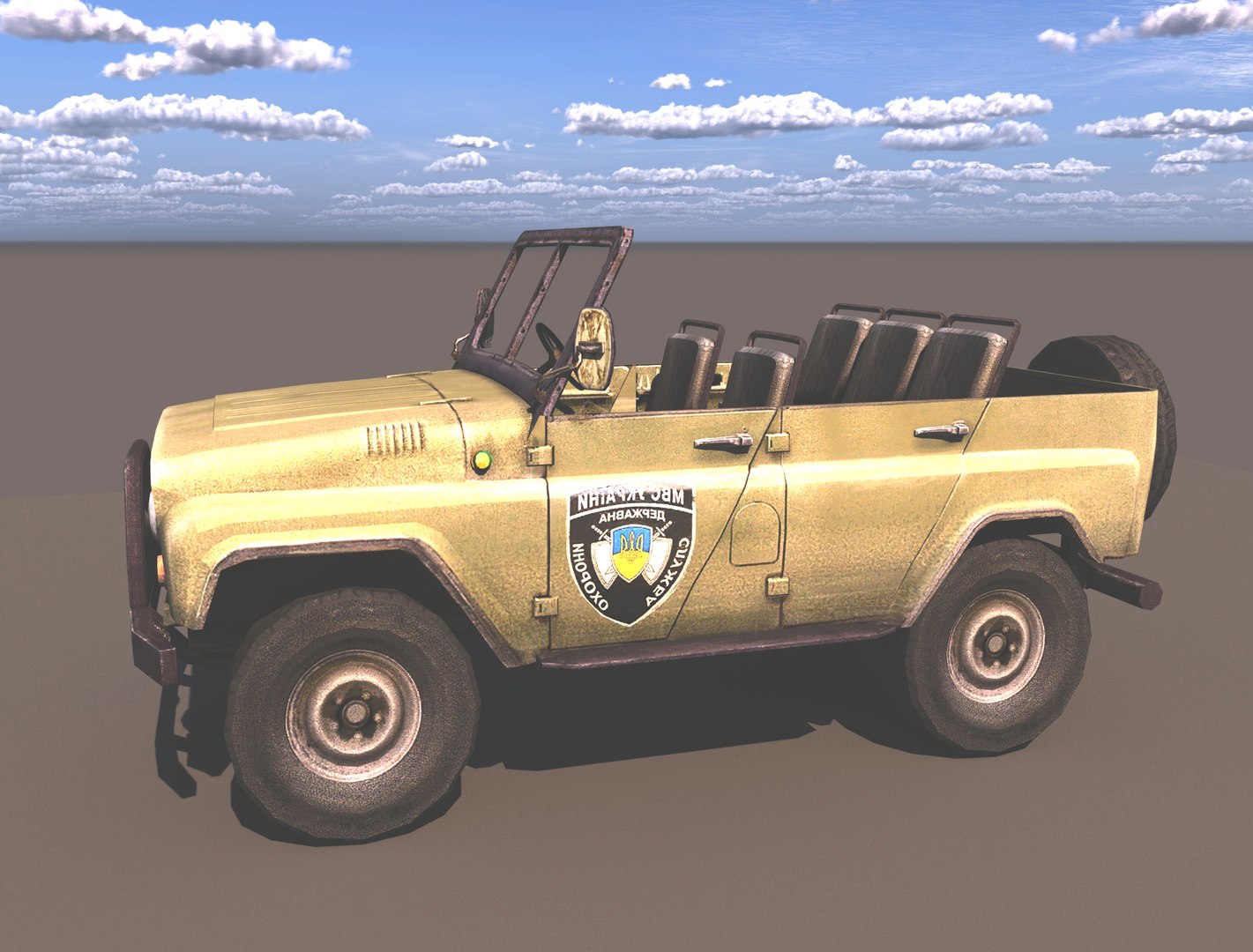 3D Uaz Russian Army Vehicle Lowpoly - TurboSquid 2054523