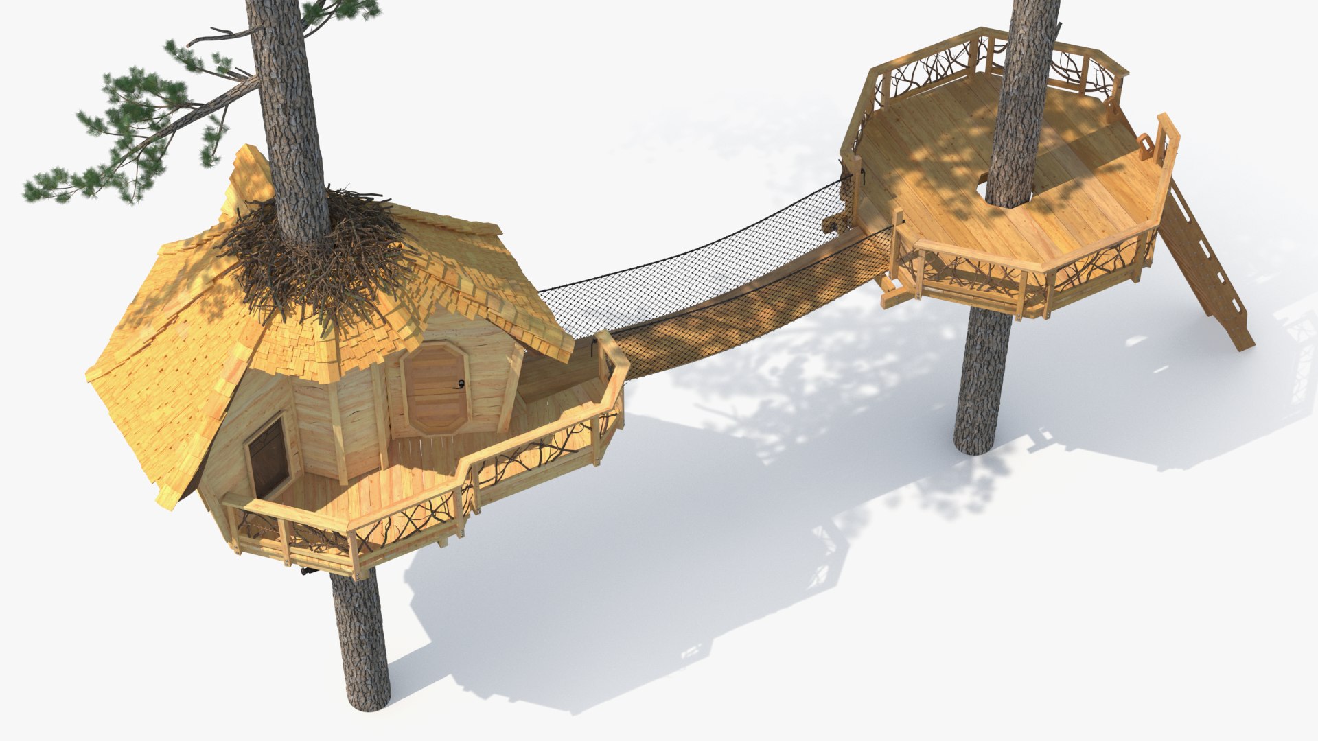 3D Large Tree House with Pines - TurboSquid 2099501