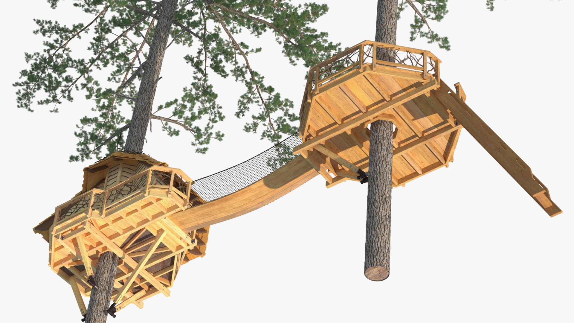 3D Large Tree House with Pines - TurboSquid 2099501