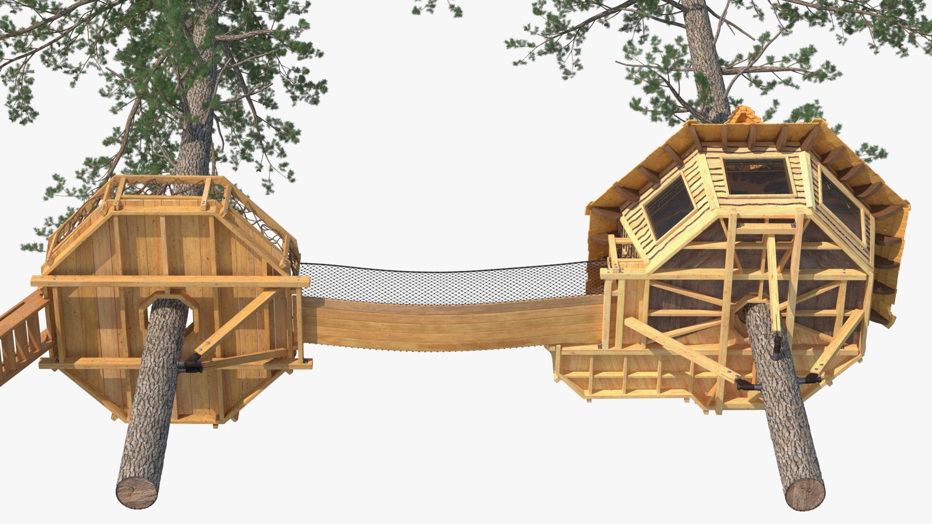 3D Large Tree House with Pines - TurboSquid 2099501