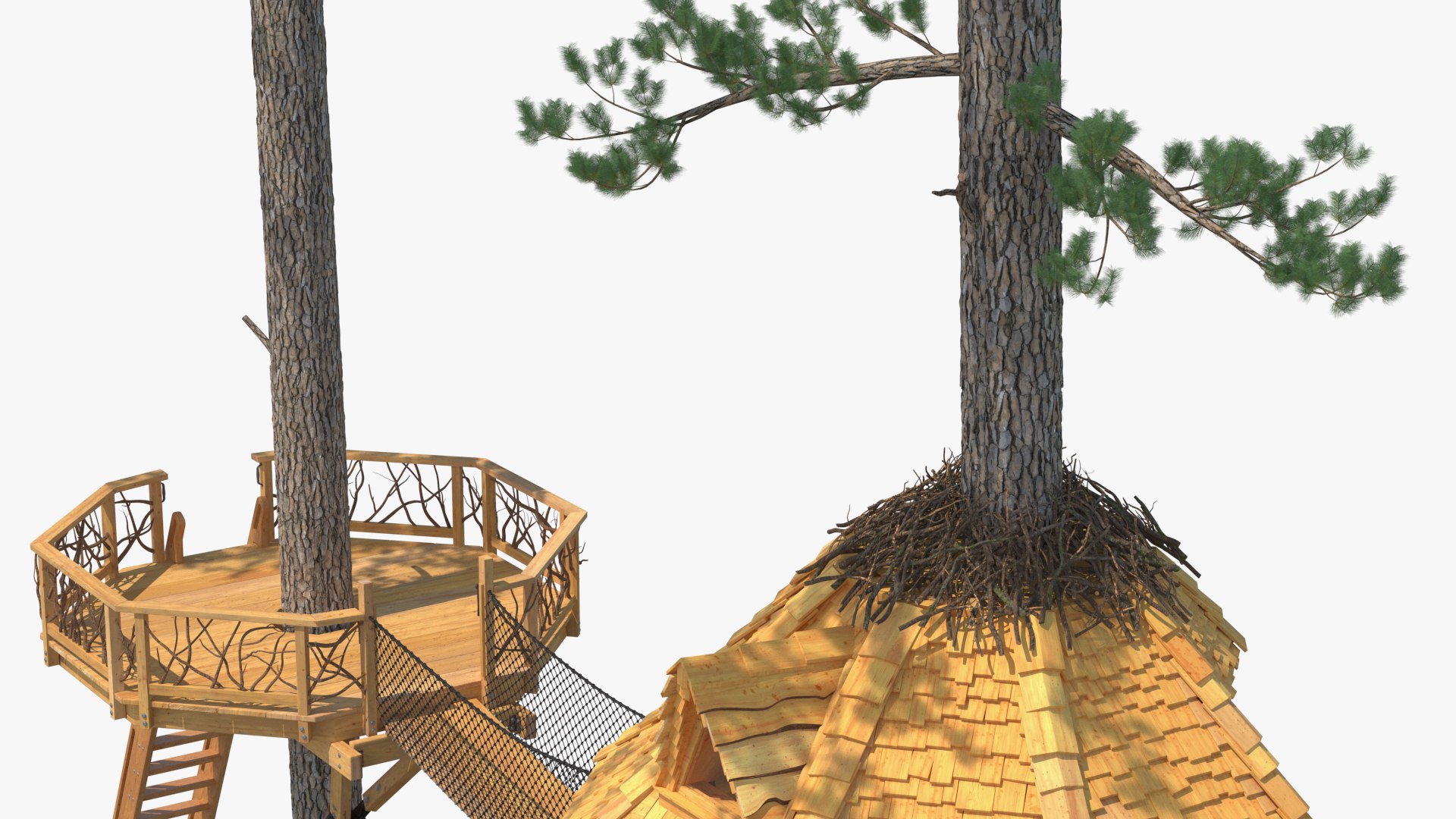 3D Large Tree House with Pines - TurboSquid 2099501
