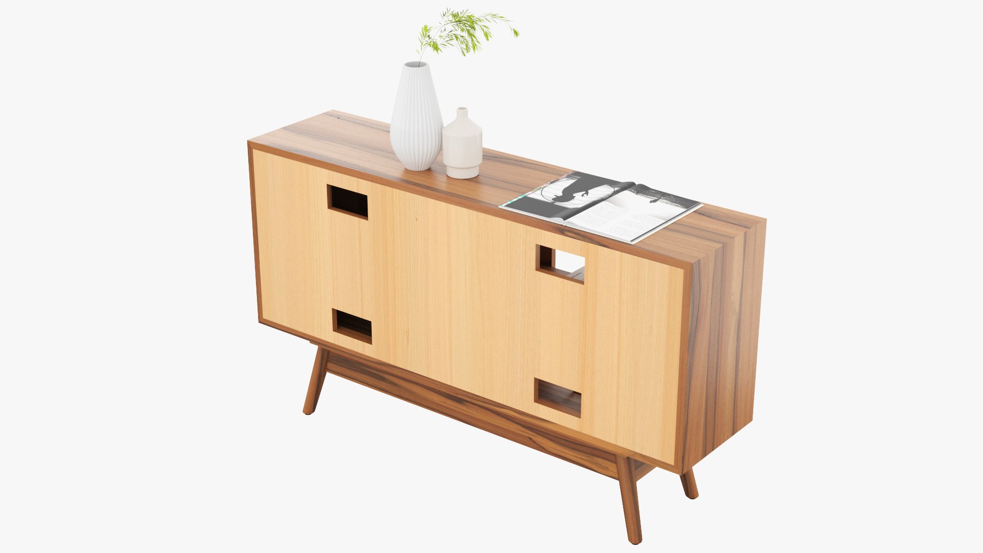 Mid Century Narrow Media Console Side Table Model - TurboSquid 1862973