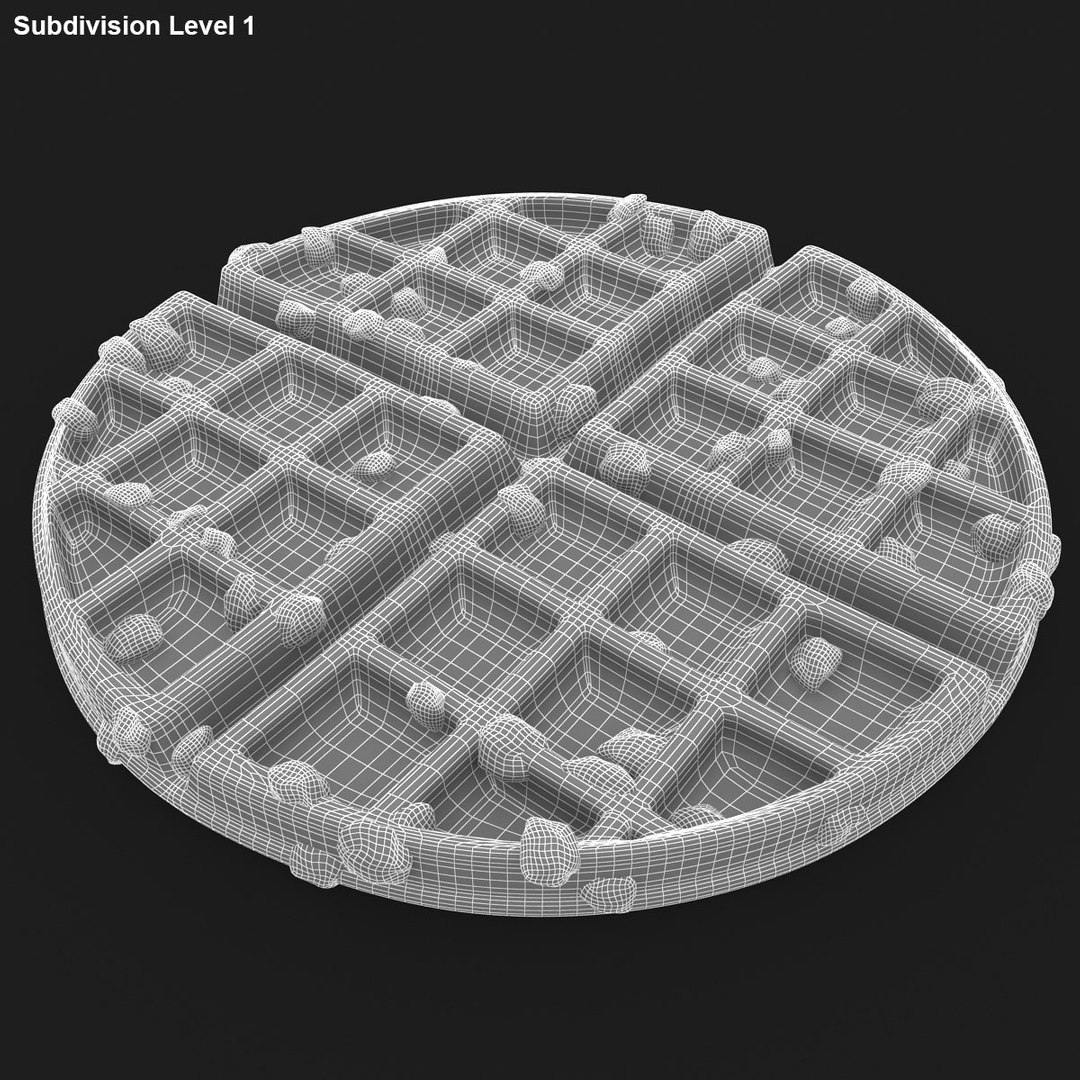 Realistic Waffle Set 3d Model