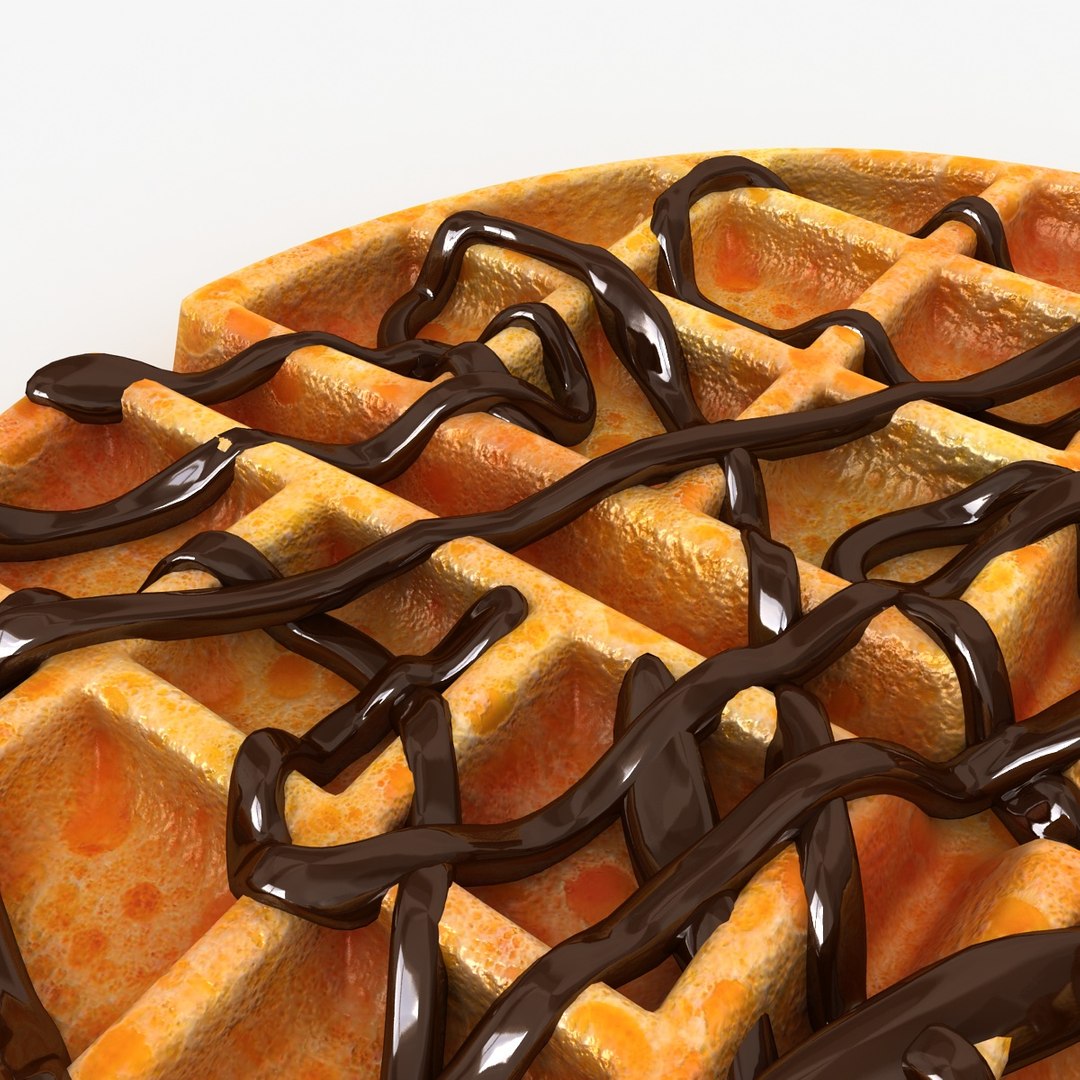Realistic Waffle Set 3d Model