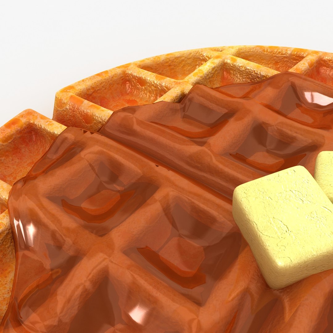 Realistic Waffle Set 3d Model