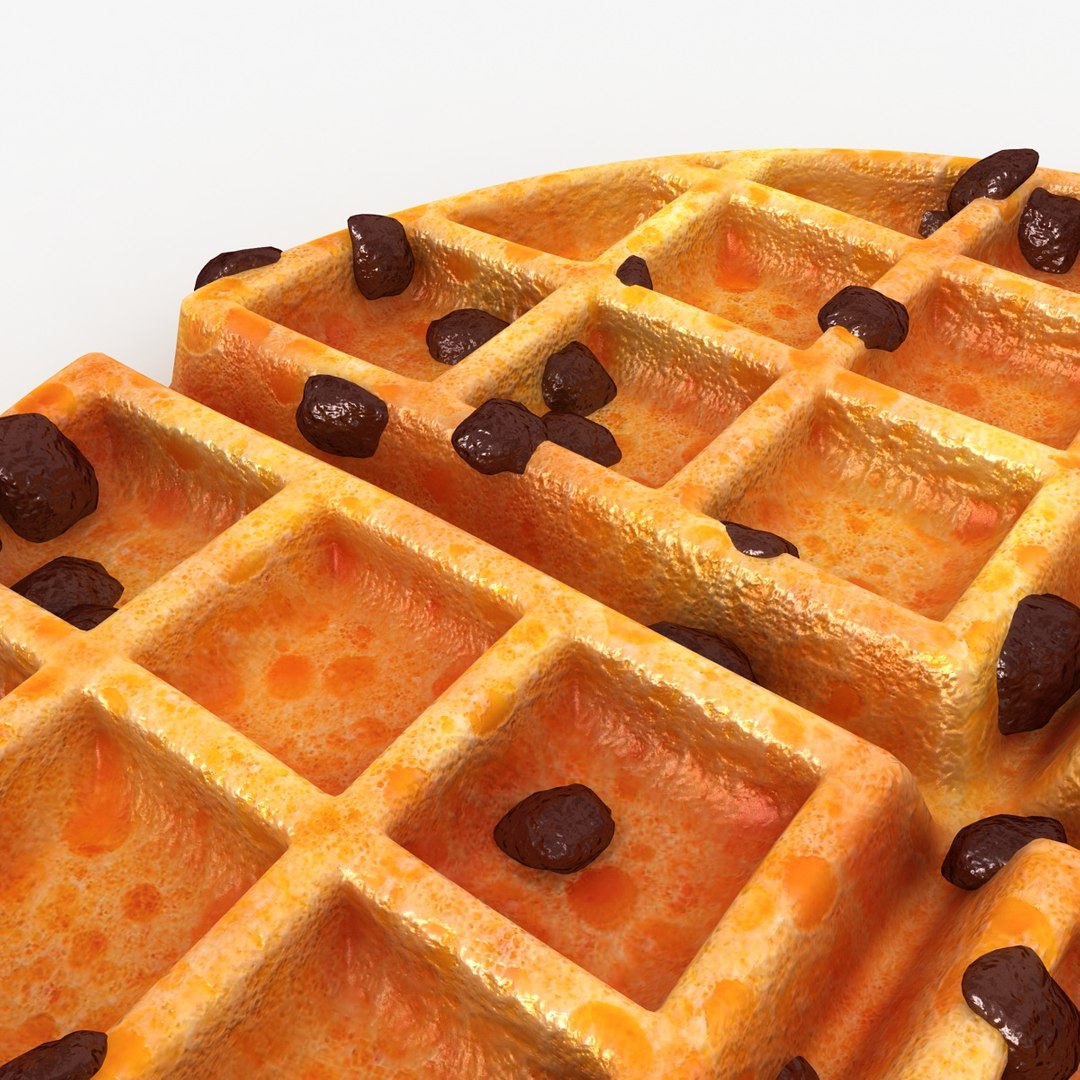 Realistic Waffle Set 3d Model