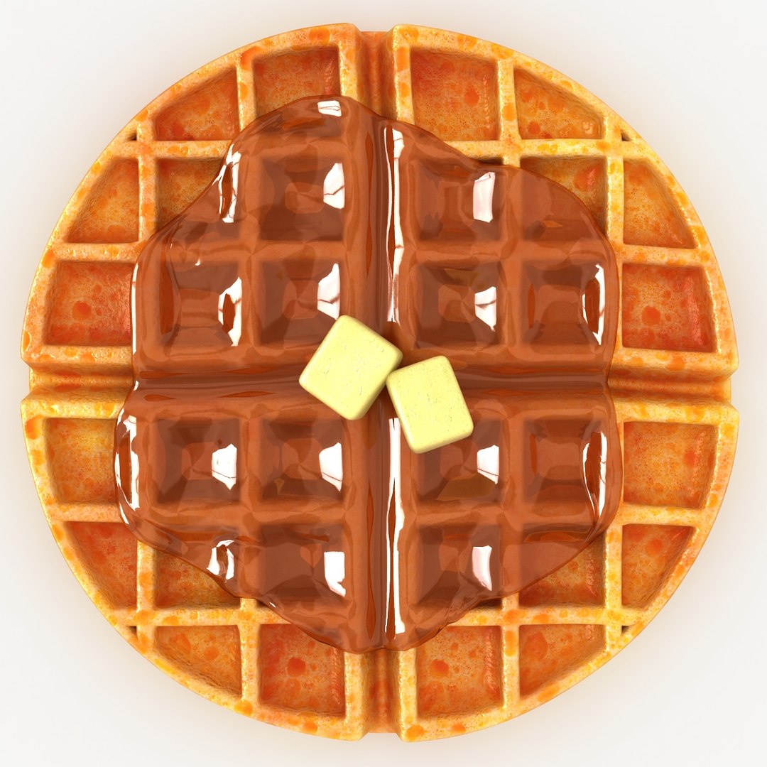 Realistic Waffle Set 3d Model