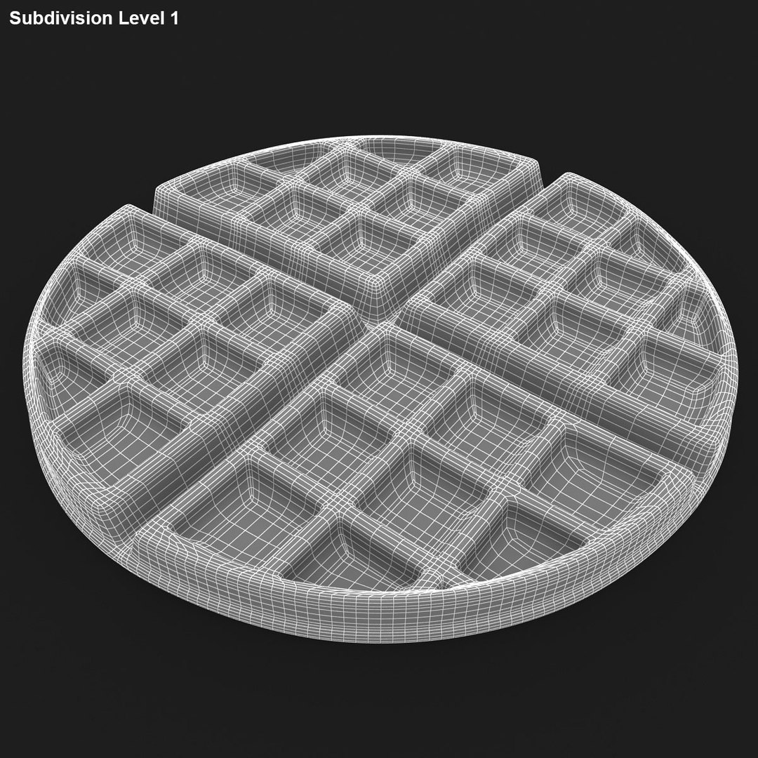 Realistic Waffle Set 3d Model