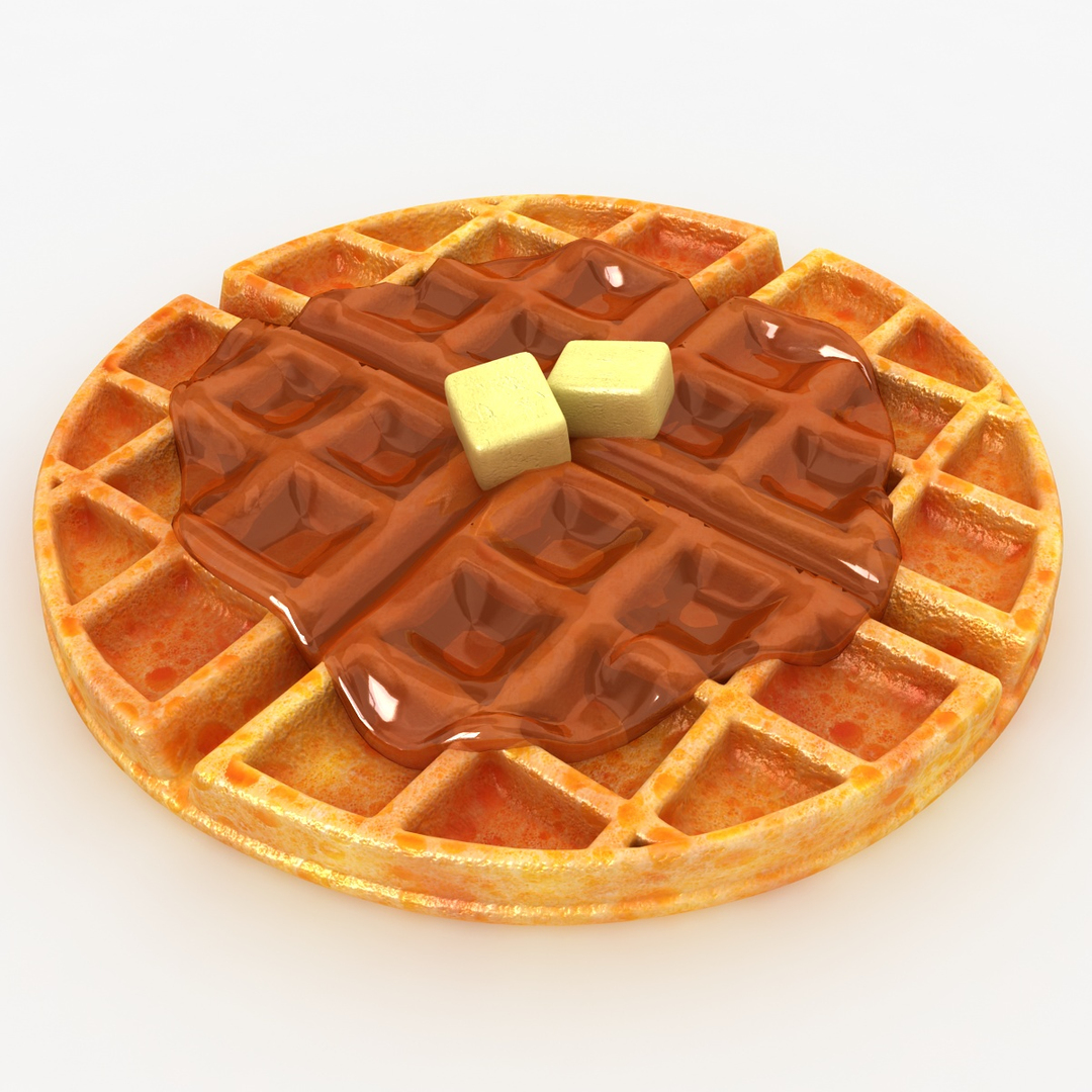 Realistic Waffle Set 3d Model