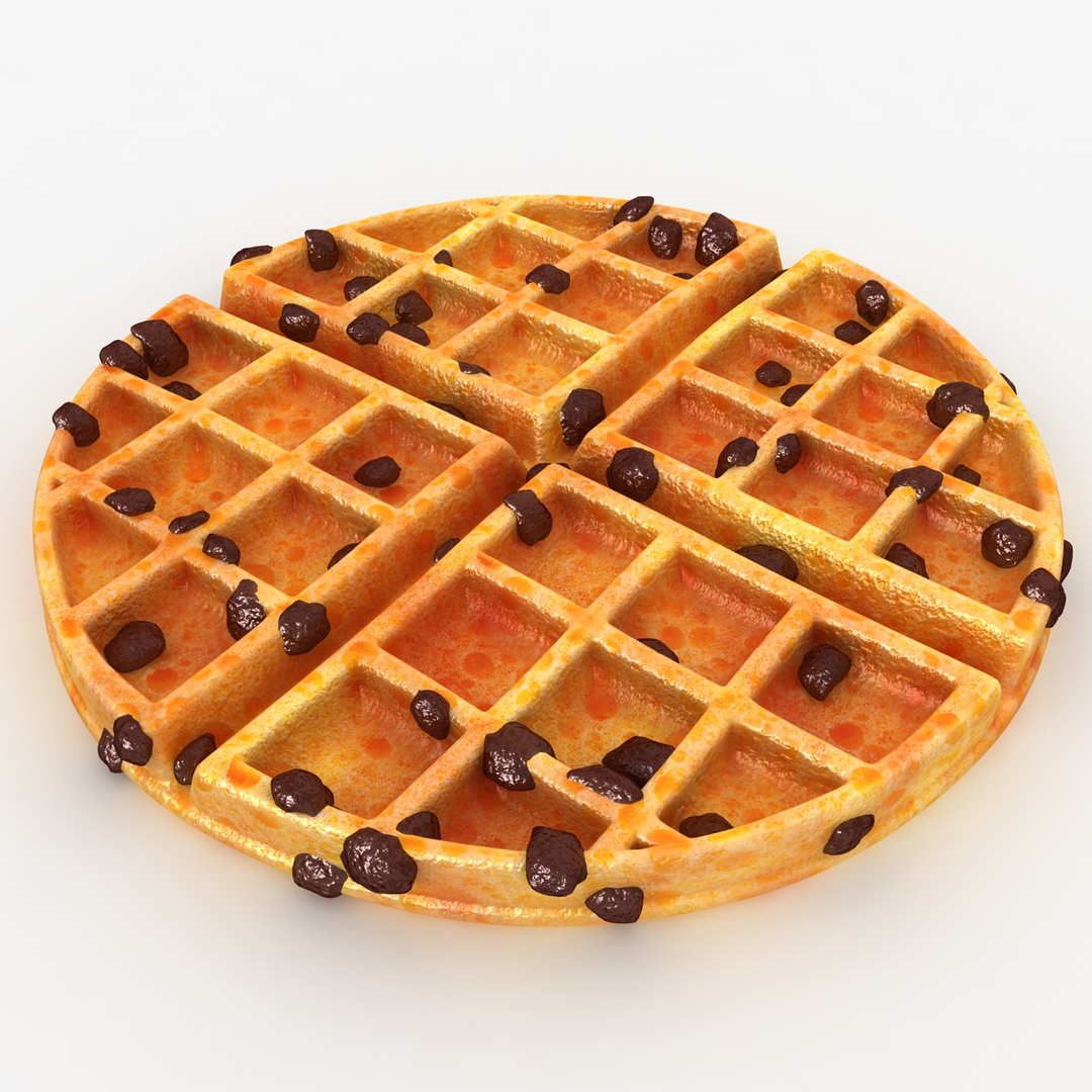 Realistic Waffle Set 3d Model