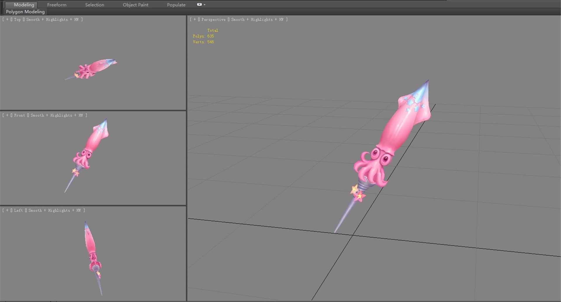 3D Cartoon Pink Squid Sword - TurboSquid 2272661