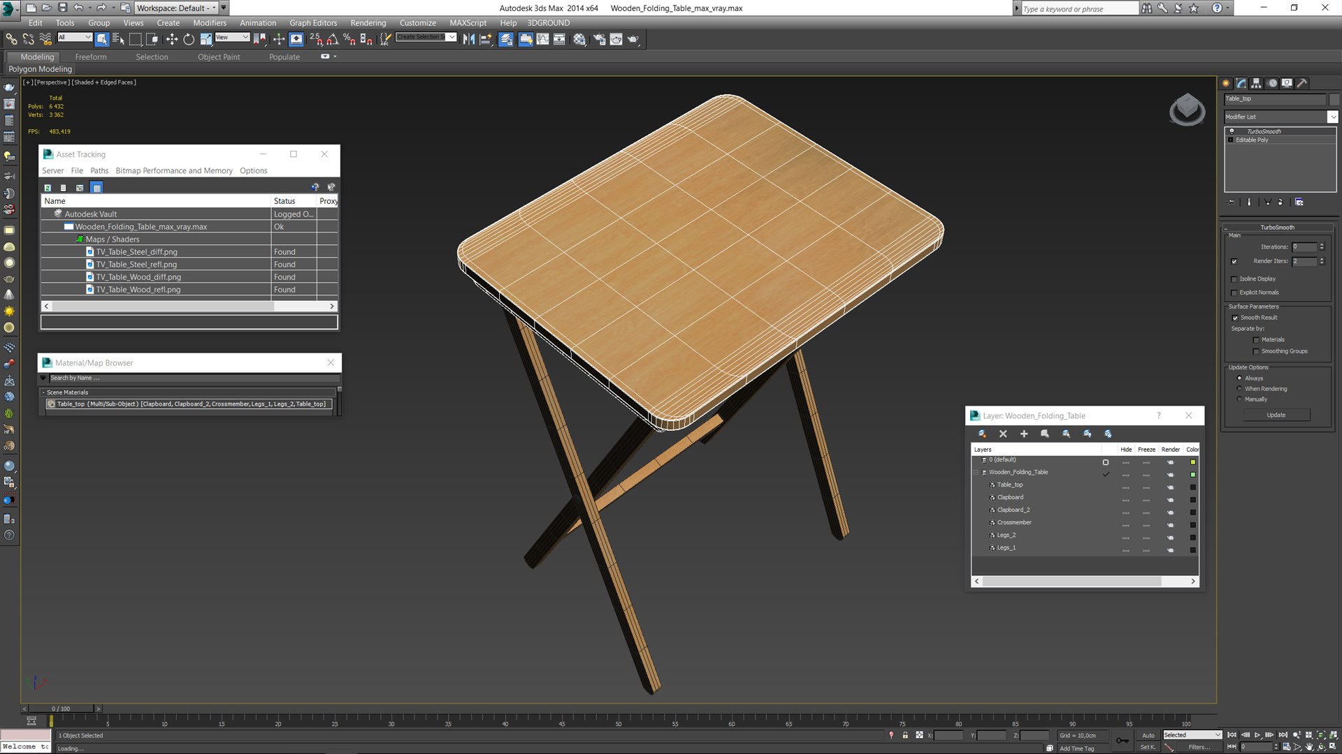 3D Wooden Folding Table - TurboSquid 2199204