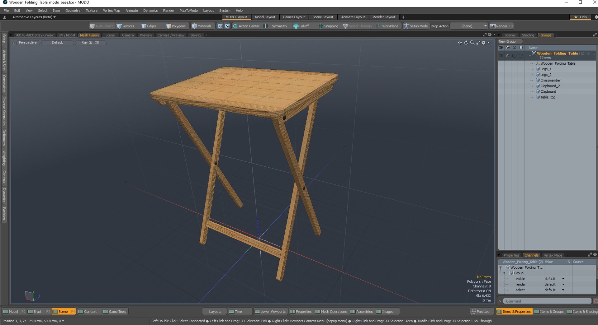 3D Wooden Folding Table - TurboSquid 2199204