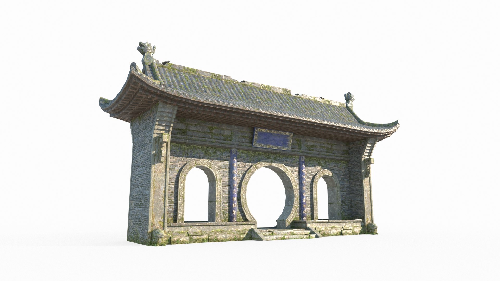 Three Hole Gate In Ancient Asian Architecture Model - TurboSquid 2069891