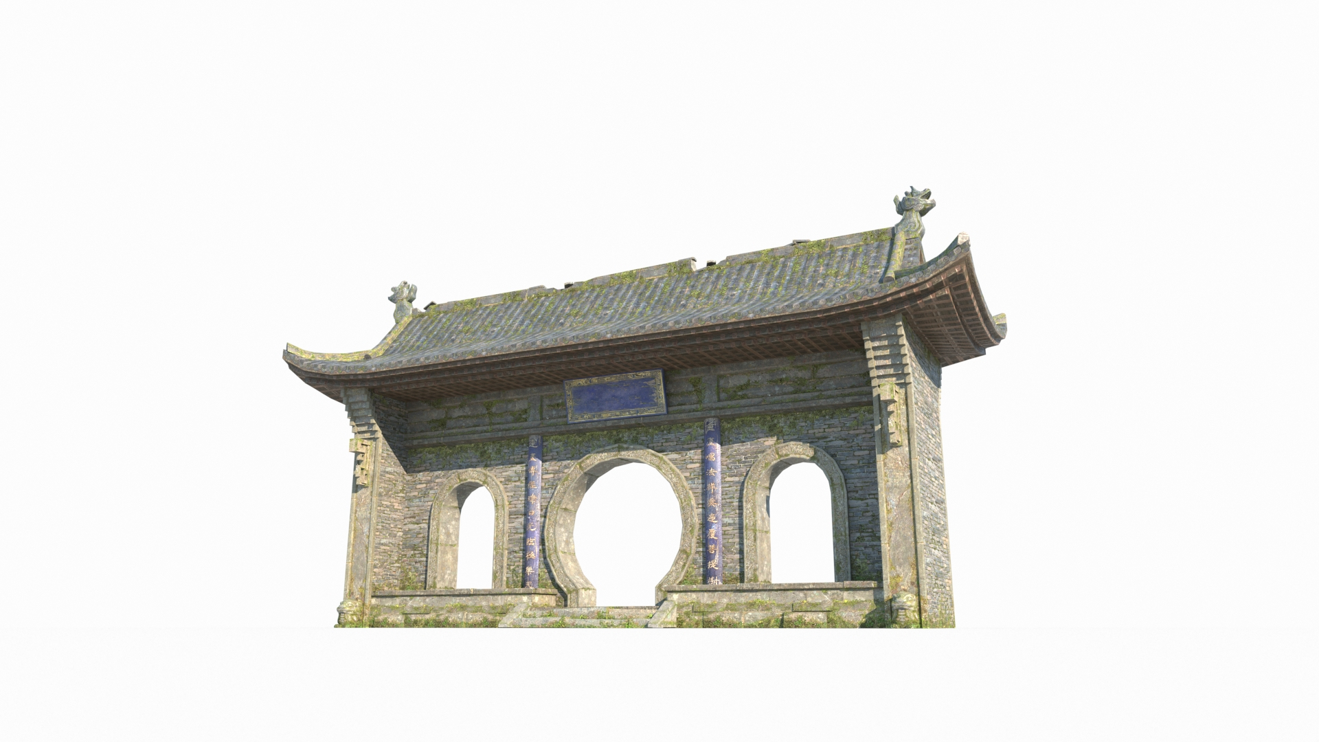 Three Hole Gate In Ancient Asian Architecture Model - TurboSquid 2069891