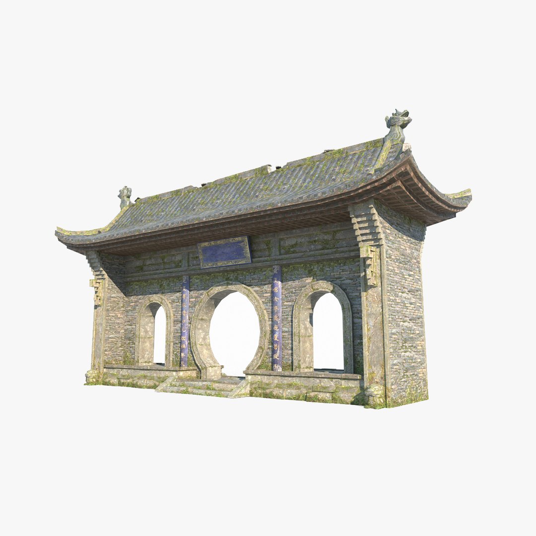 Three hole gate in ancient Asian architecture model - TurboSquid 2069891