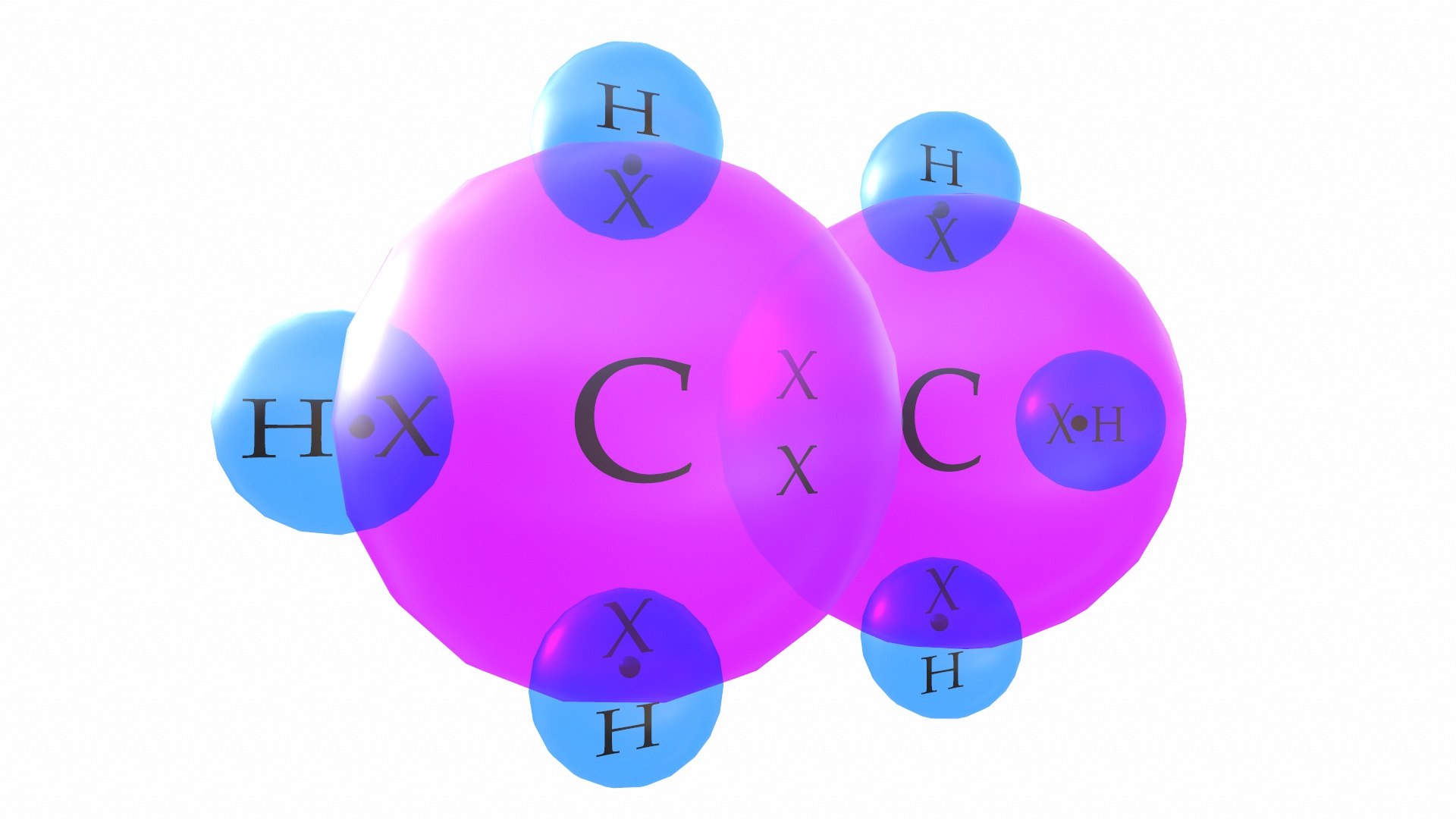 3d Model Electron Dot Structure Of Ethane Turbosquid 2355201