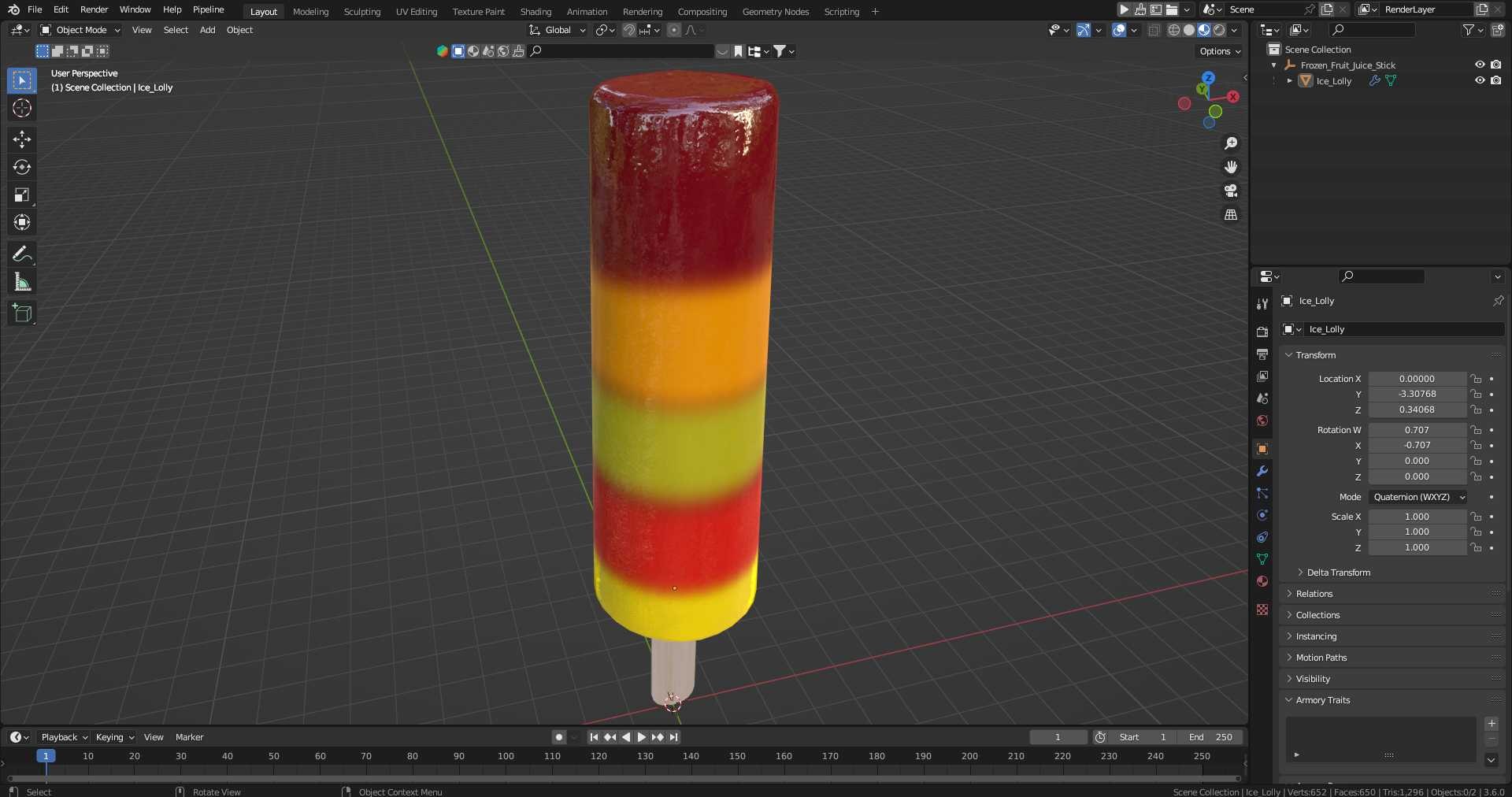 3D Frozen Fruit Juice Stick - TurboSquid 2418864