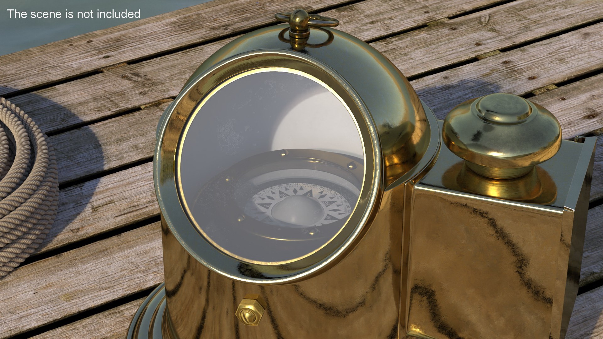 Vintage Marine Compass With Oil Lamp Brass 3D - TurboSquid 2215130