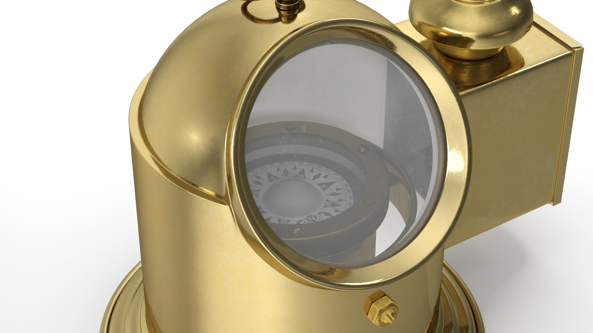 Vintage Marine Compass With Oil Lamp Brass 3D - TurboSquid 2215130