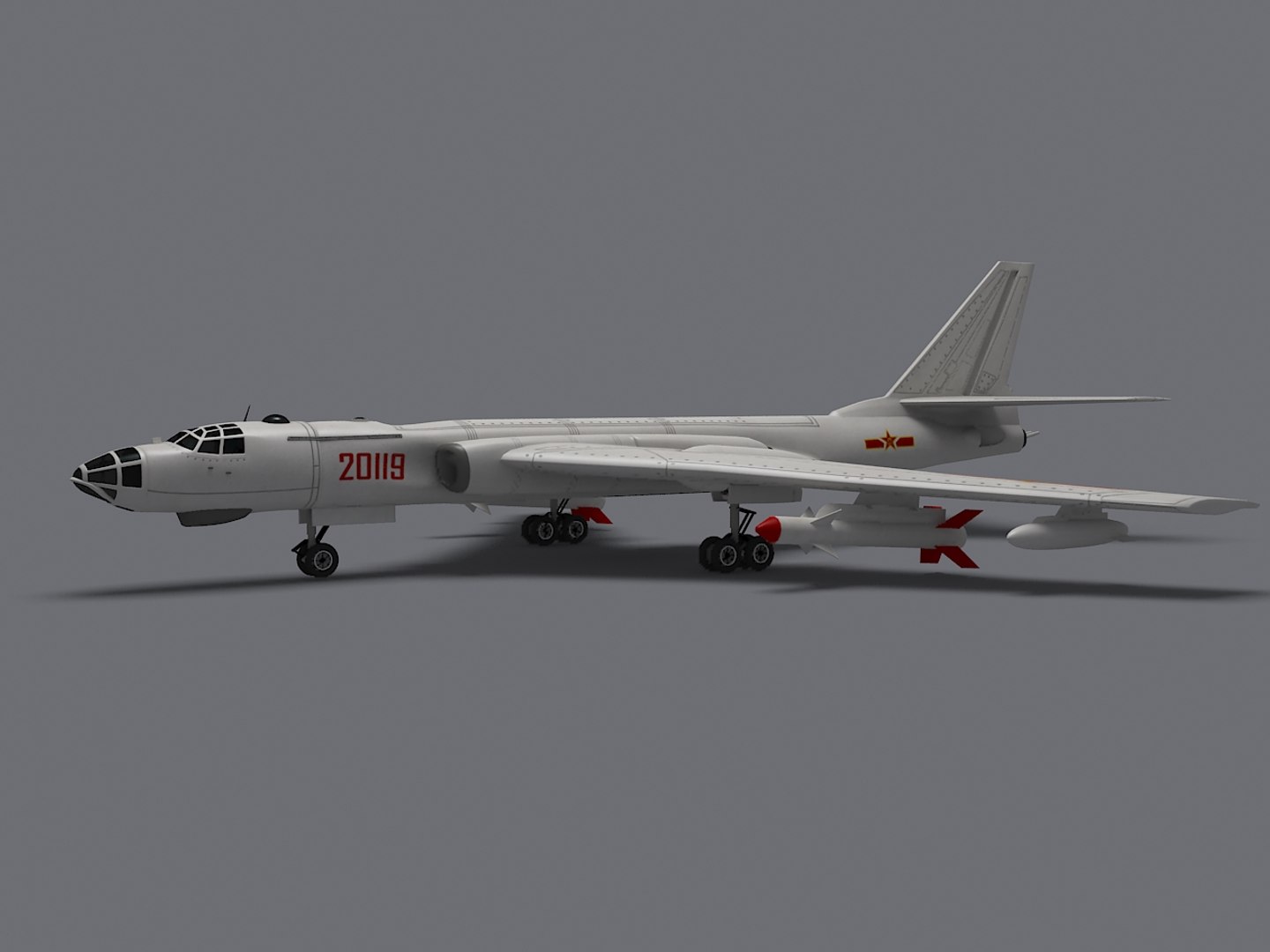 H-6 Strategic Bomber Xian 3d Model
