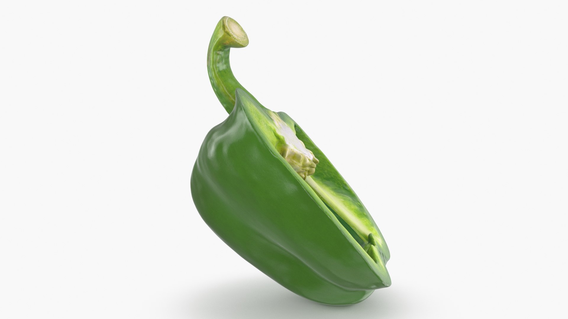 3D Green Bell Pepper Half Model - TurboSquid 1983557