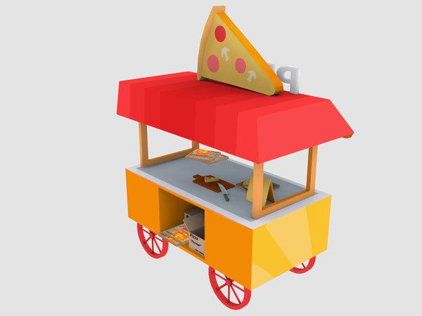 3D stylized pizza cart - TurboSquid 1306856
