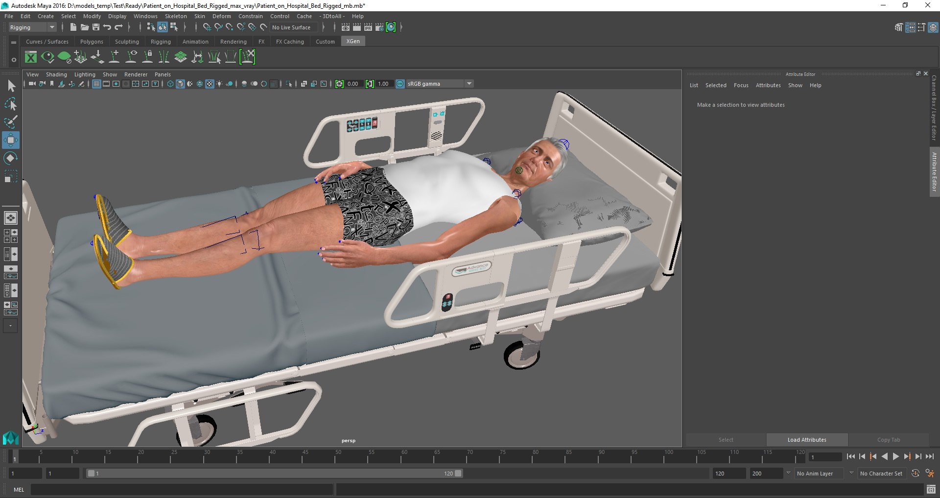 3D model Patient on Hospital Bed Rigged for Maya - TurboSquid 1862118