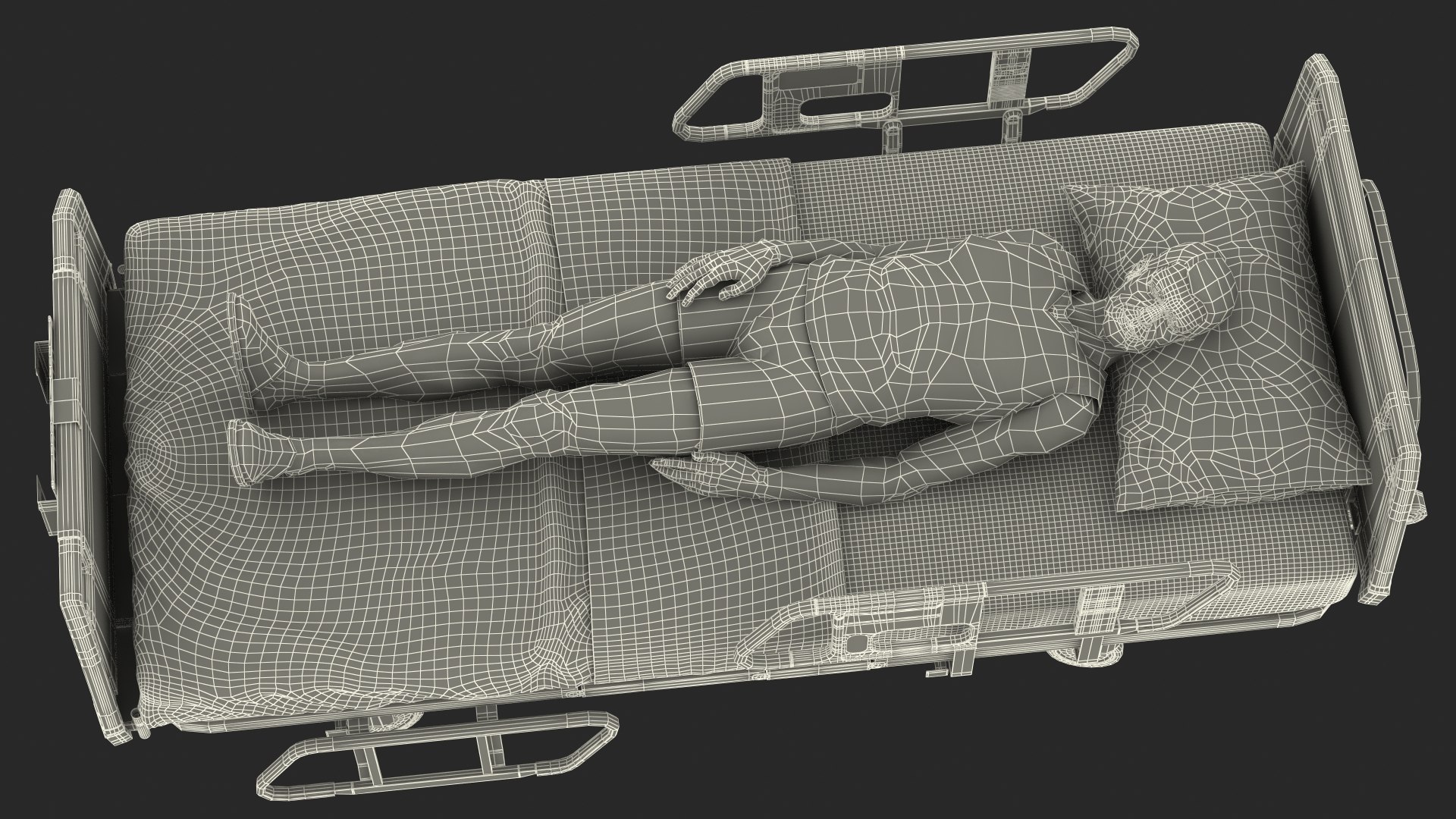 3D model Patient on Hospital Bed Rigged for Maya - TurboSquid 1862118