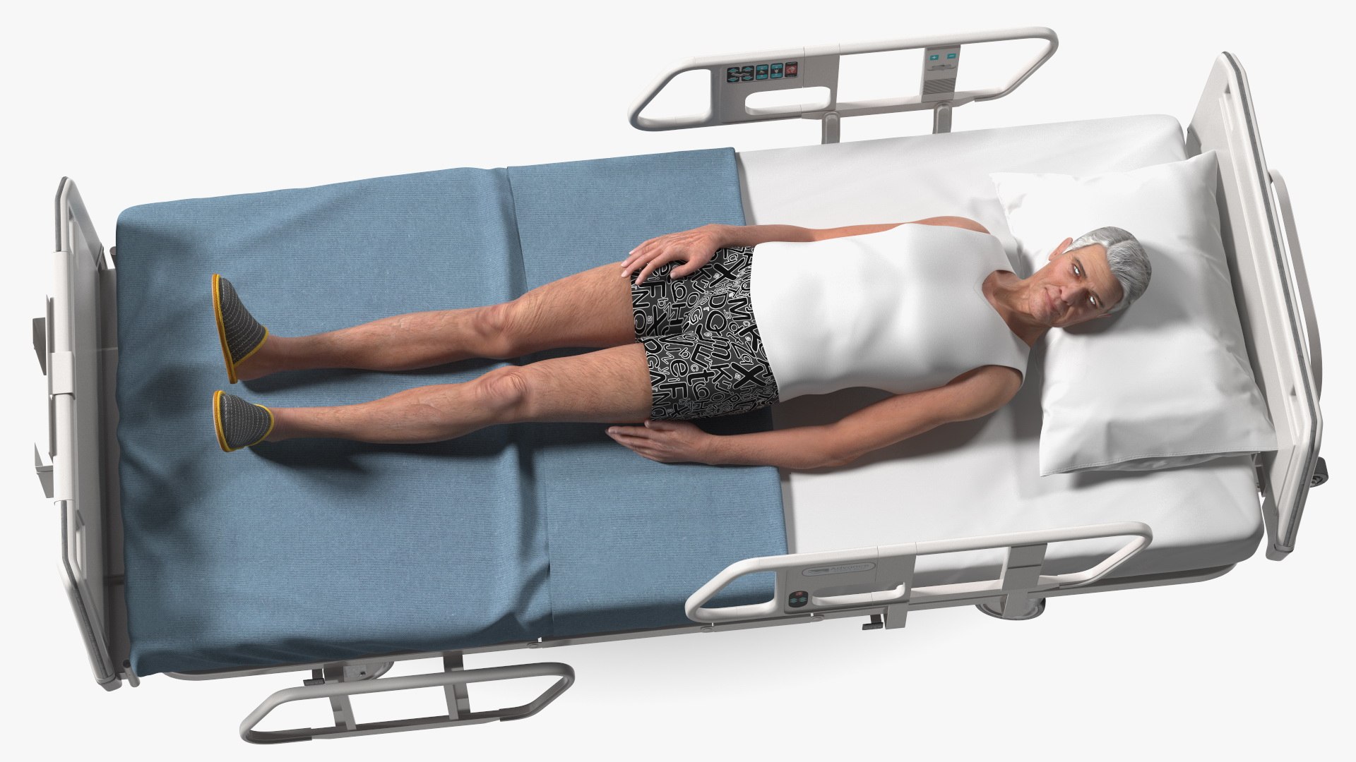 3D model Patient on Hospital Bed Rigged for Maya - TurboSquid 1862118