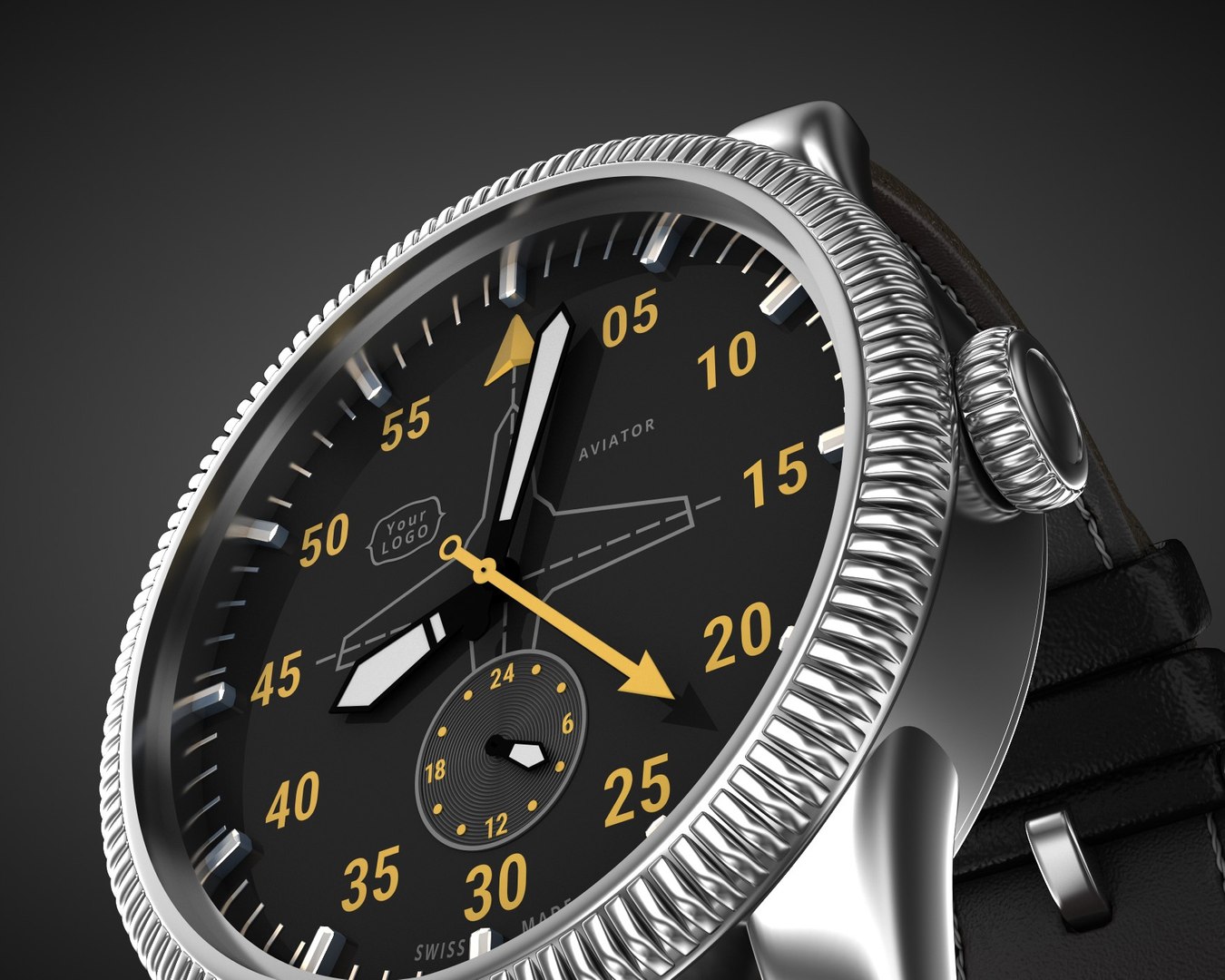 Aviator Wrist Watch Design 3d Model