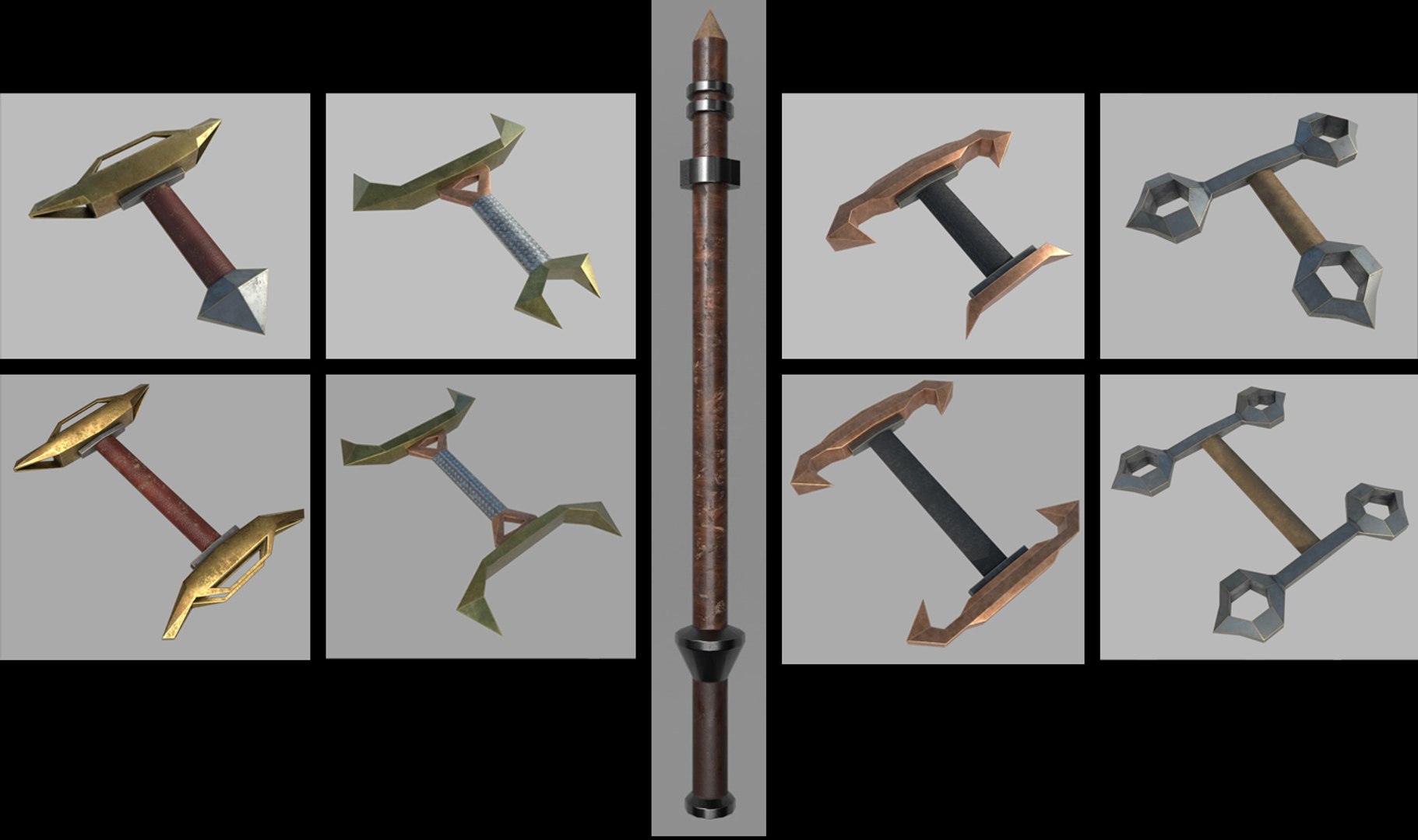 Modular Sword Pack Axe 3D Model - TurboSquid 1541198