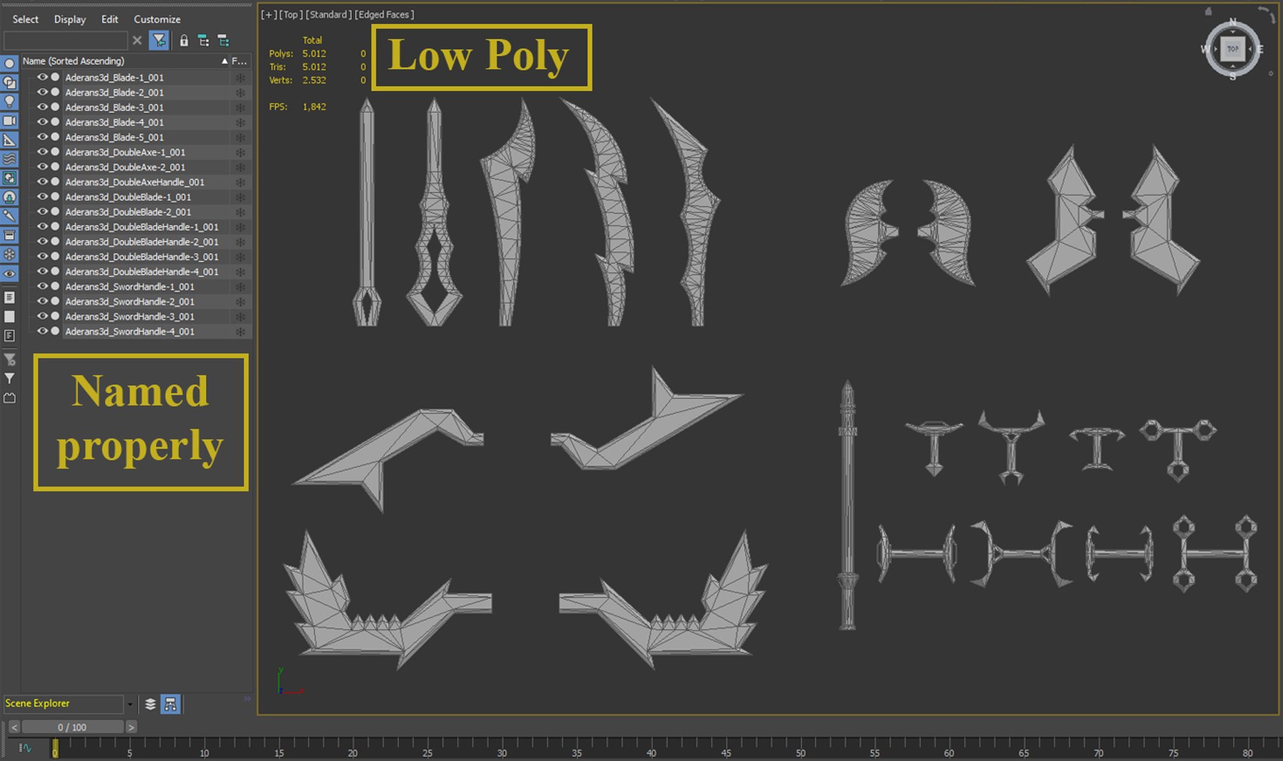 Modular Sword Pack Axe 3D Model - TurboSquid 1541198
