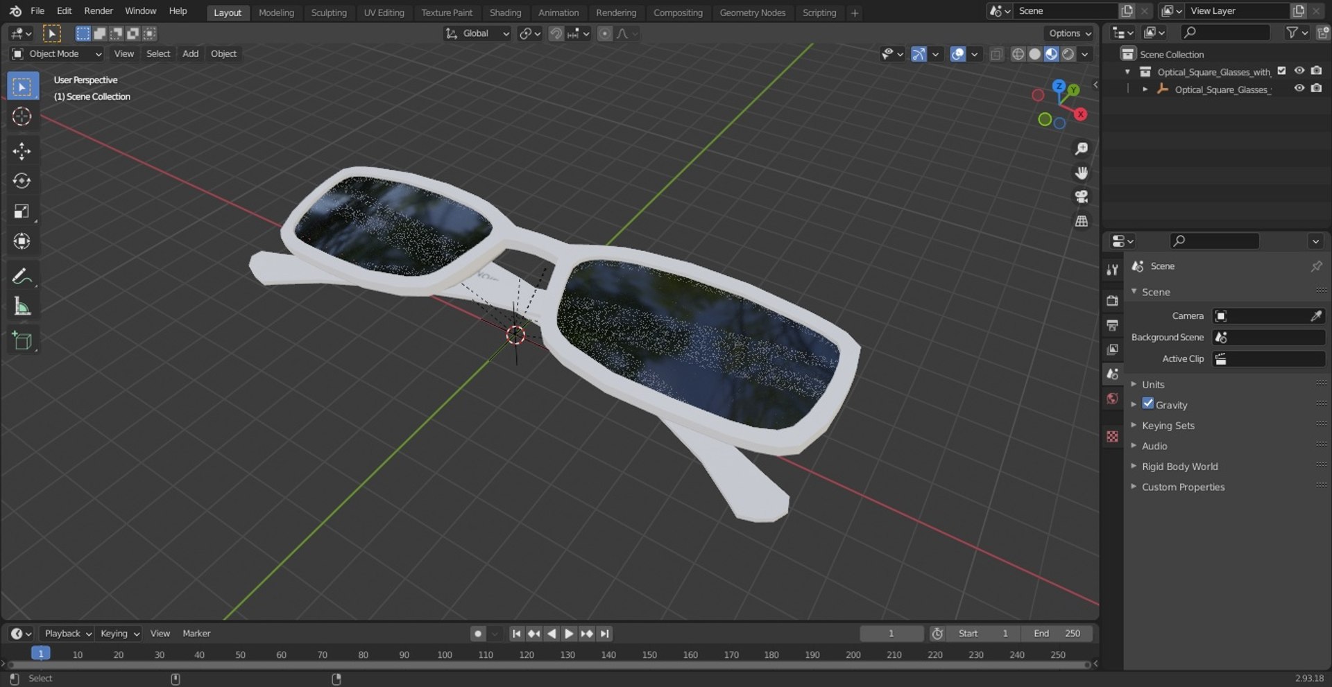 Optical Square Glasses With White Frame Folded 3D Model - TurboSquid ...