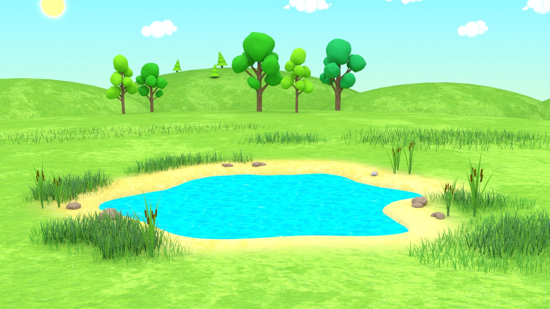 Cartoon Landscape Model - TurboSquid 1621303