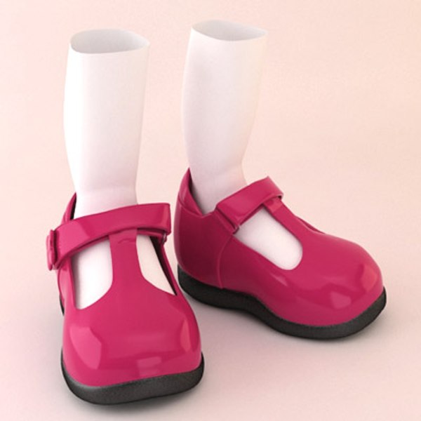 3d pink children s shoes model