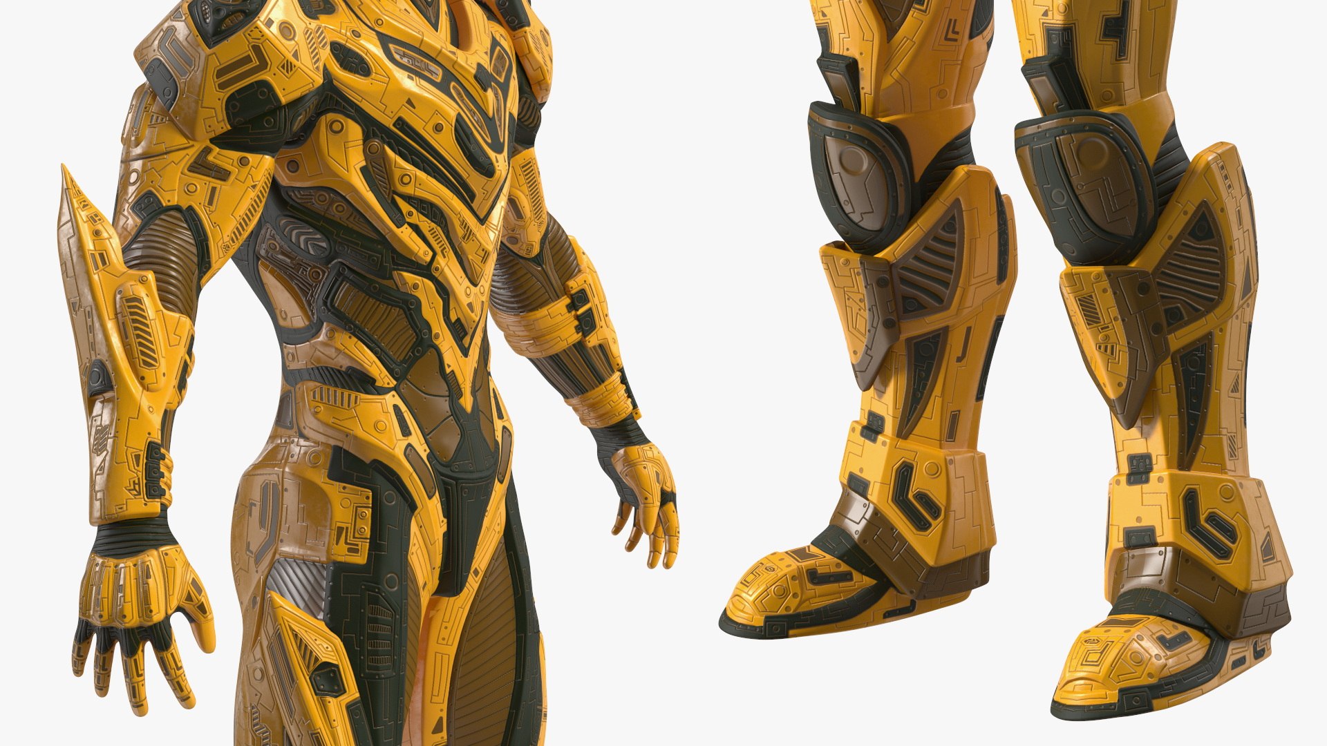 3D Sci-Fi Combat Robot Yellow Rigged For Maya Model - TurboSquid 2280208