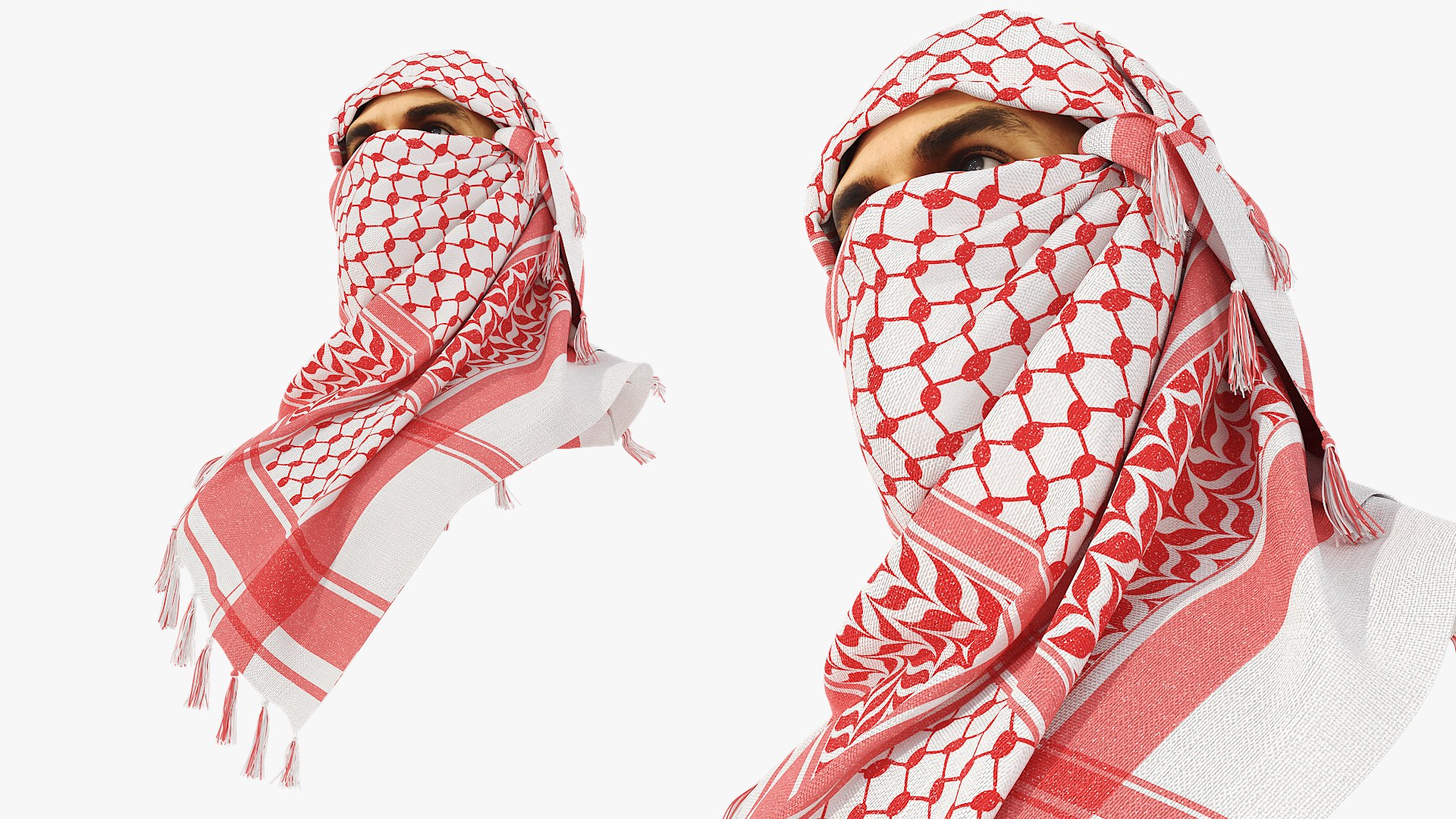 Arabian Man With Red Keffiyeh Head Wrap Model - TurboSquid 2491771