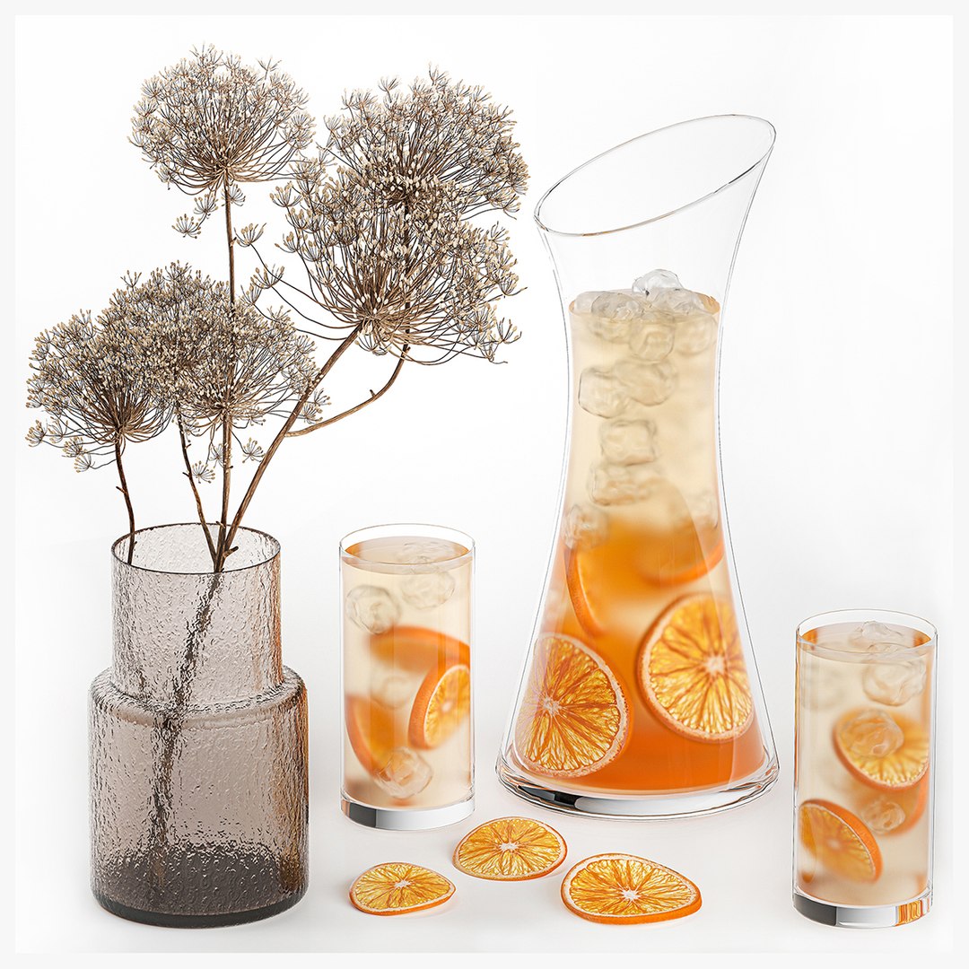 Citrus Lemonade With Ice And Orange Slices 3D Model - TurboSquid 1907646