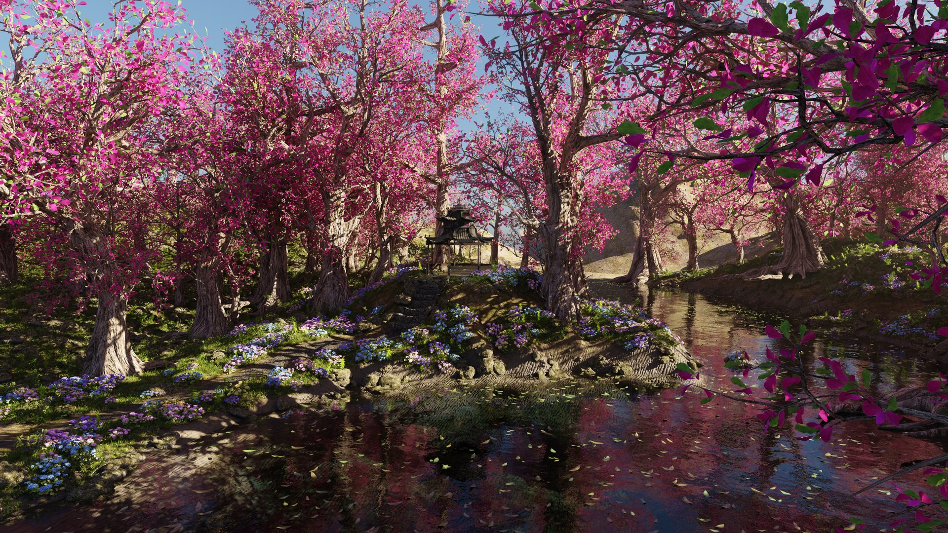 Japanese Gazebo Scene 3D Model - TurboSquid 1866889